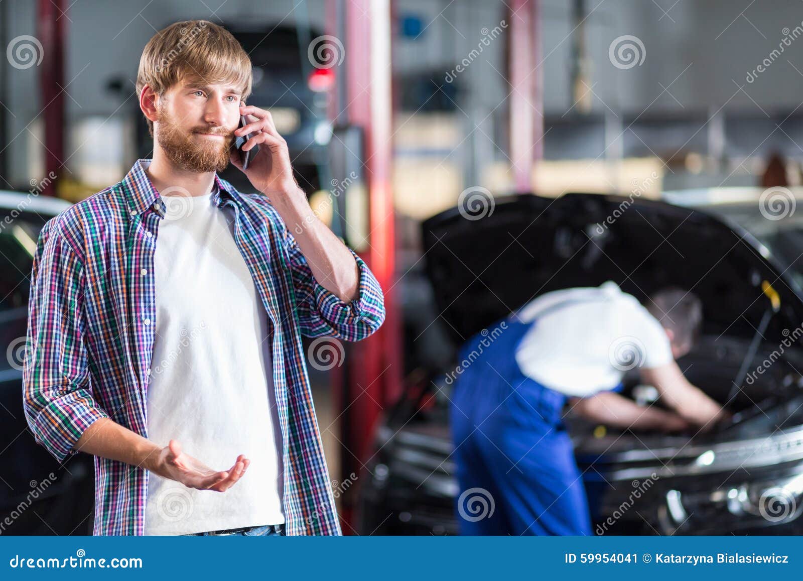 Customer Standing in Garage Stock Image - Image of automobile ...