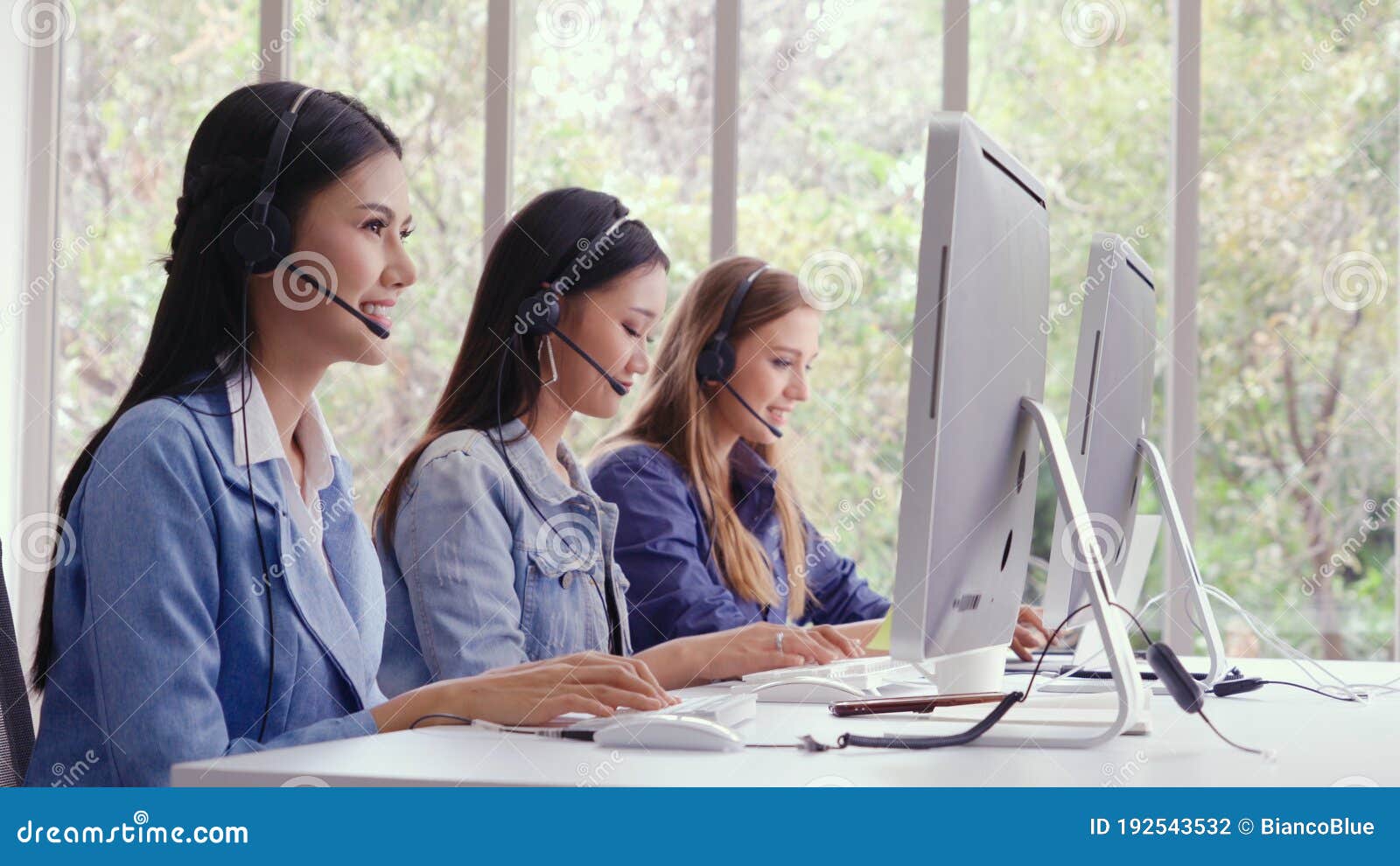 Customer Support Agent or Call Center with Headset Stock Photo - Image ...