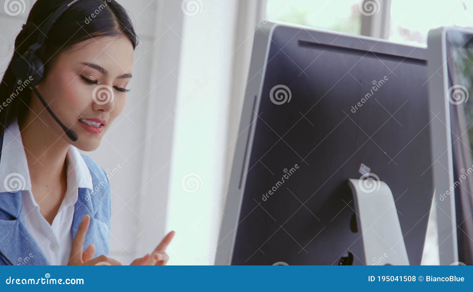 Customer Support Agent or Call Center with Headset Stock Photo - Image ...