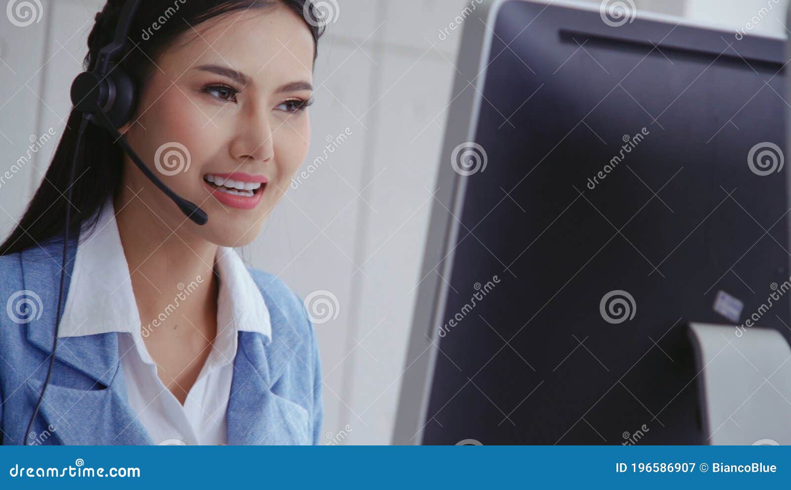 Customer Support Agent or Call Center with Headset Stock Image - Image ...