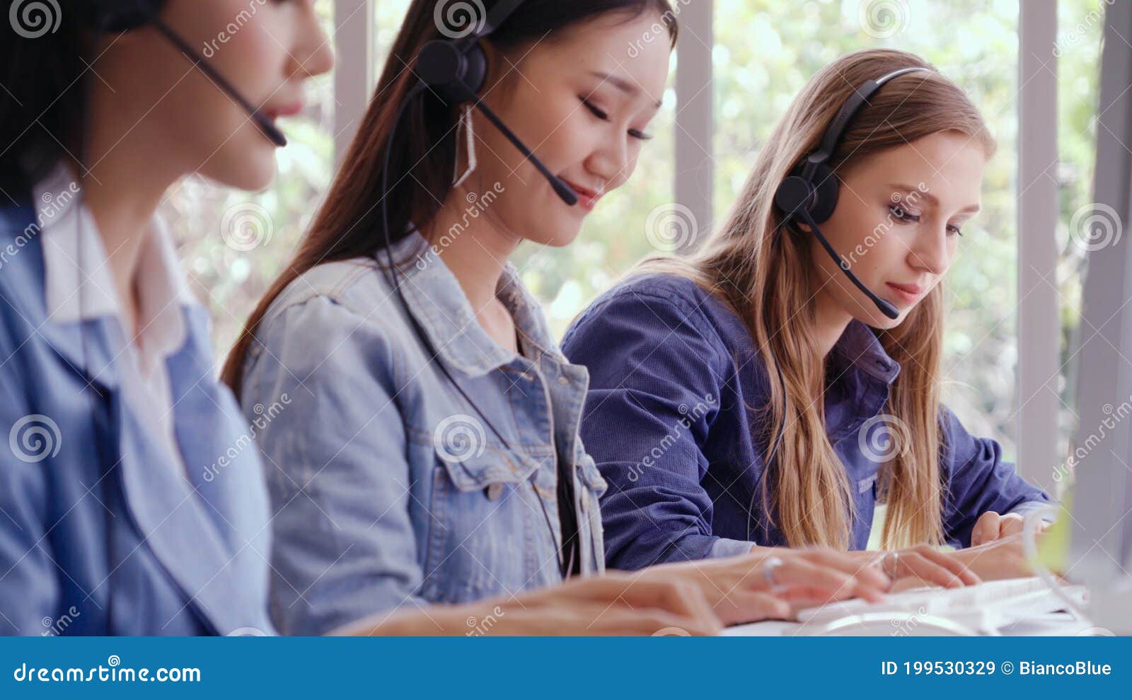 Customer Support Agent or Call Center with Headset Stock Image - Image ...