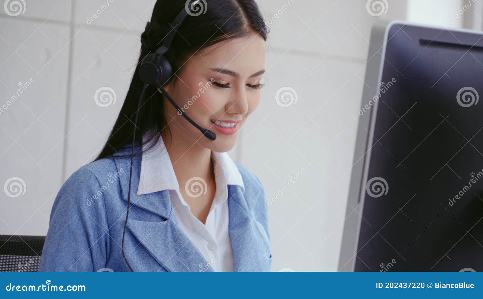 Customer Support Agent or Call Center with Headset Stock Photo - Image ...