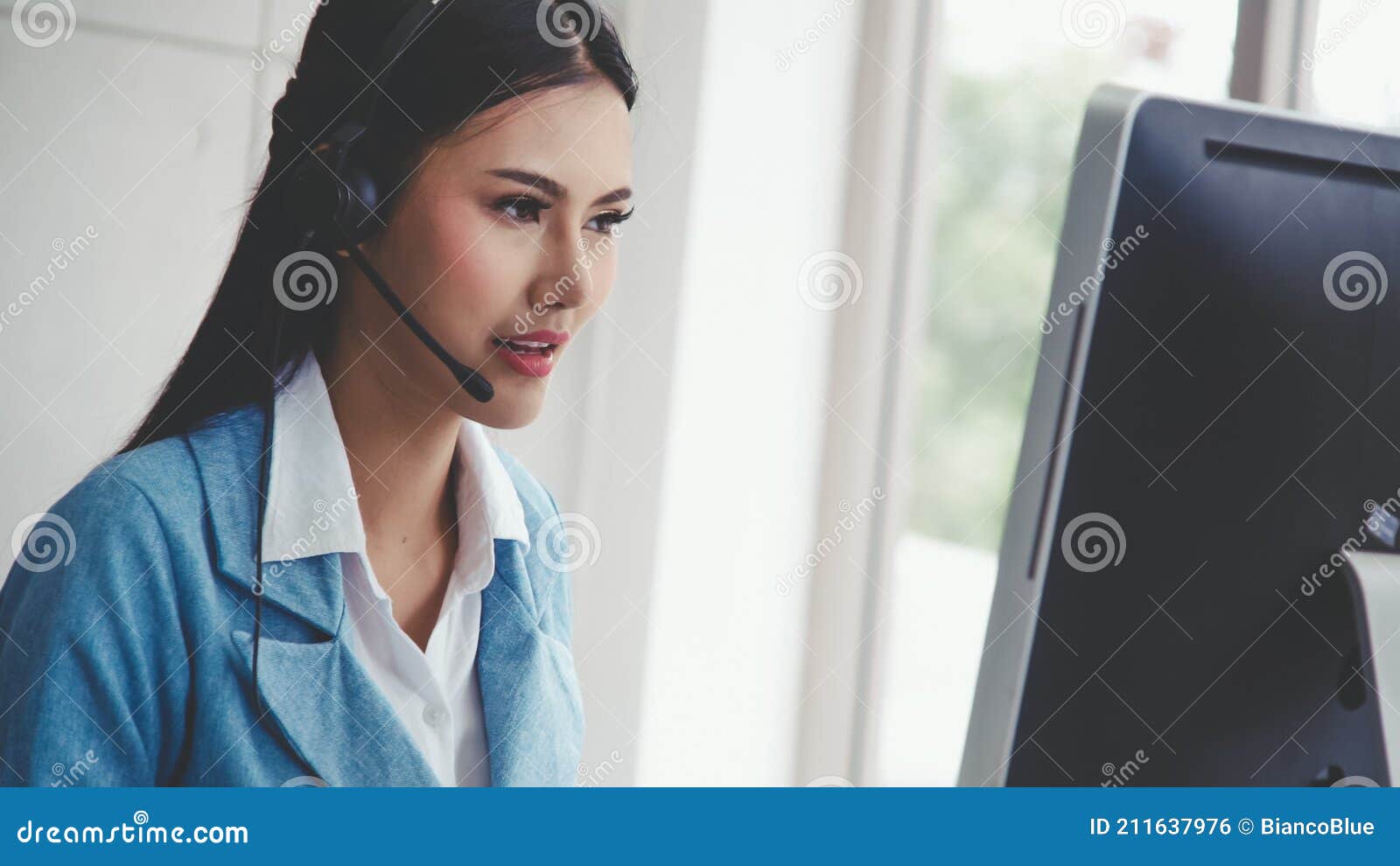 Customer Support Agent or Call Center with Headset Stock Photo - Image ...