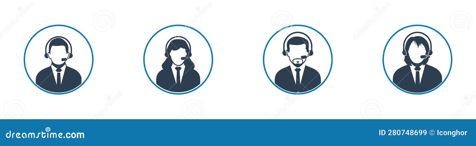 Customer Support Agent Icon Set. Stock Vector - Illustration of call ...