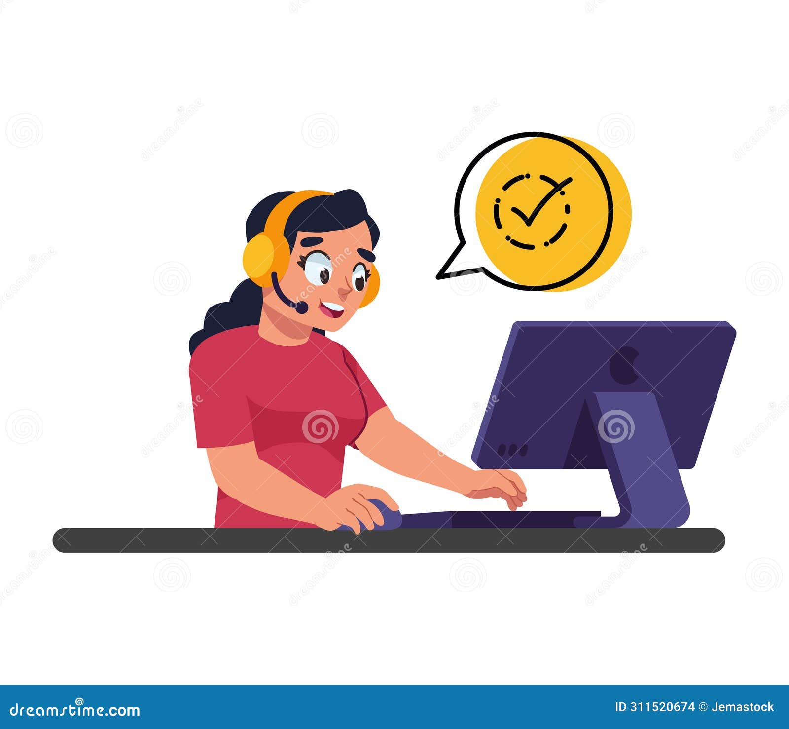 Customer Support Agent Woman Stock Vector - Illustration of agent, work ...