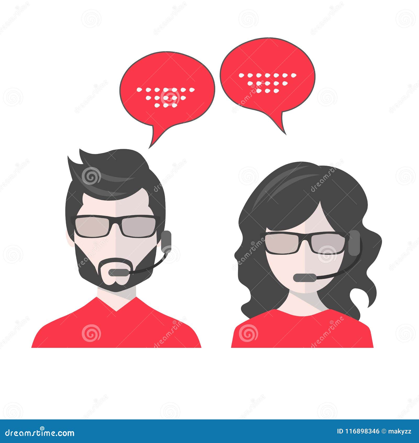 Customer Support Assistant. Flat Vector Illustration Stock Illustration ...
