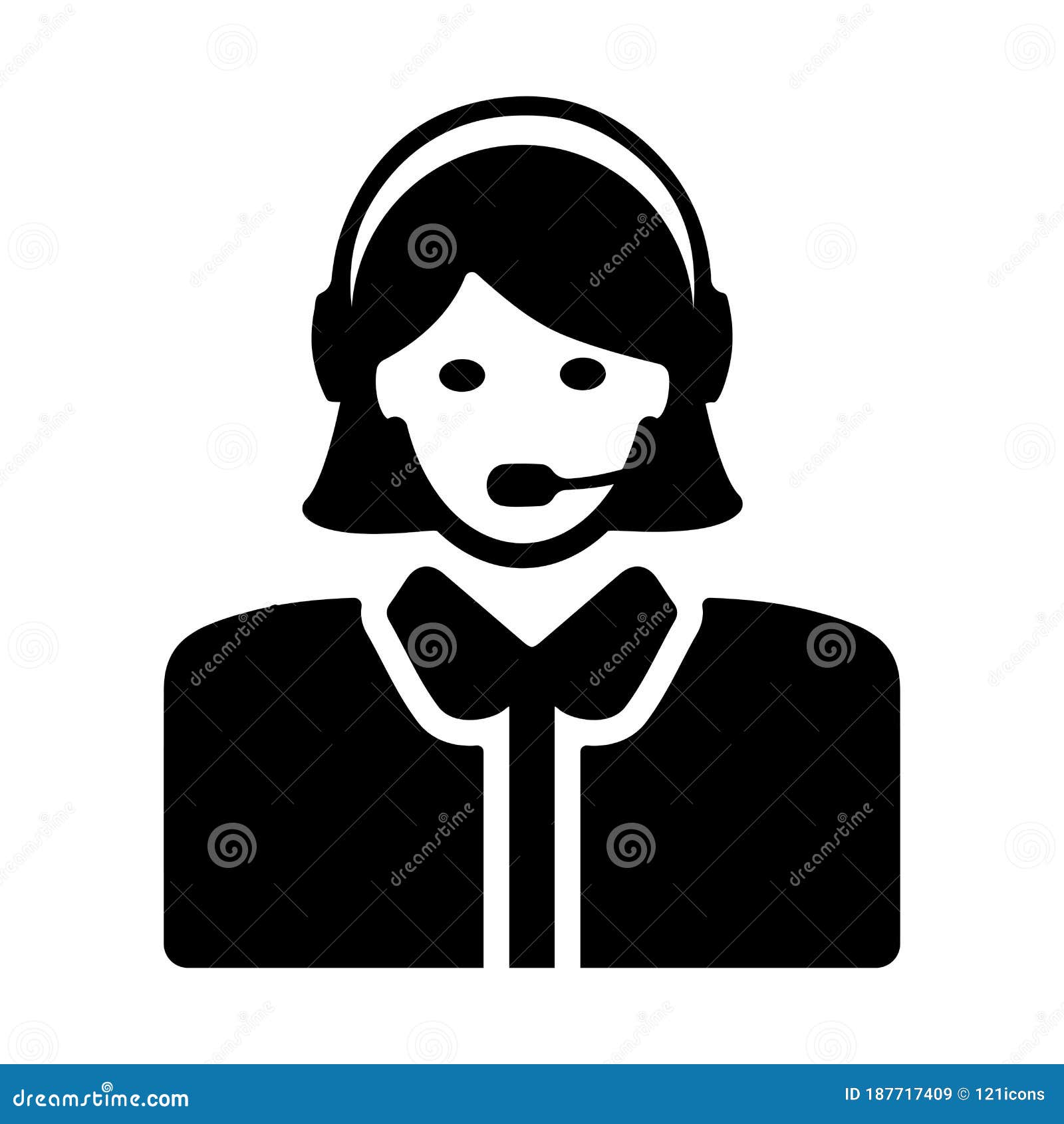 Customer Support Black Icon, Call Center Agent Stock Vector ...