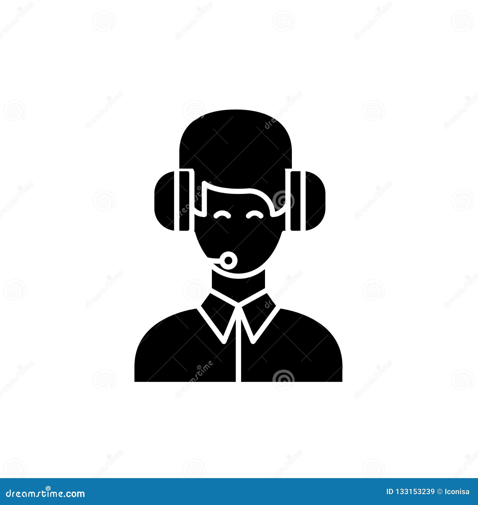 Customer Support Black Icon, Vector Sign on Isolated Background ...