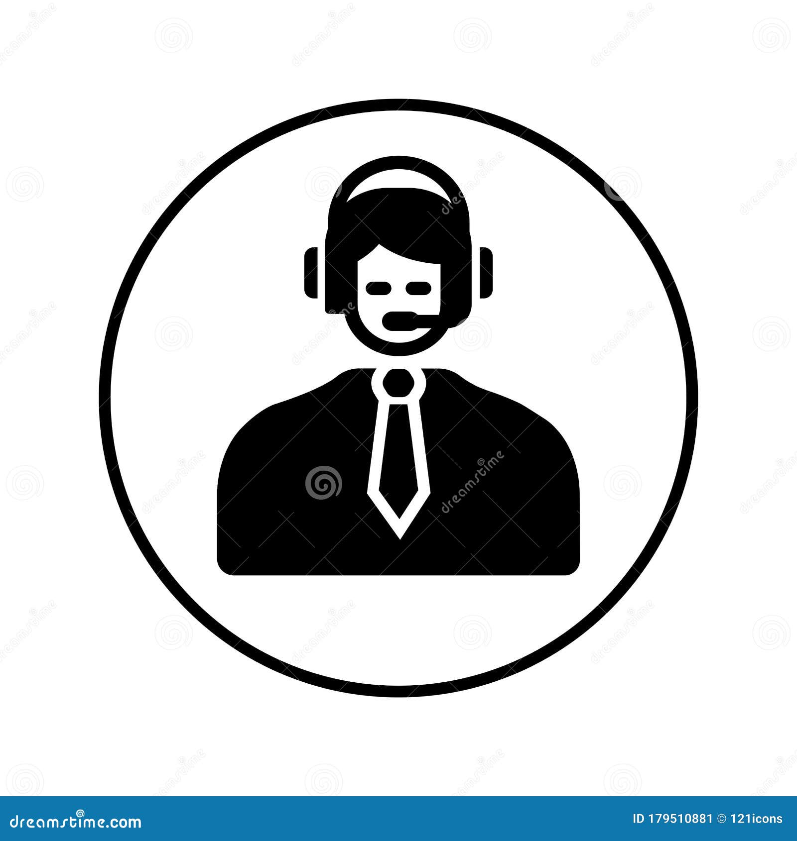 Customer Support Black Icon, Helpline Service, Call Center Stock ...