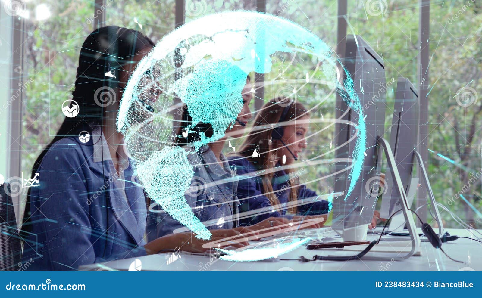 Customer Support Call Center Provide Data in Conceptual Vision Stock ...