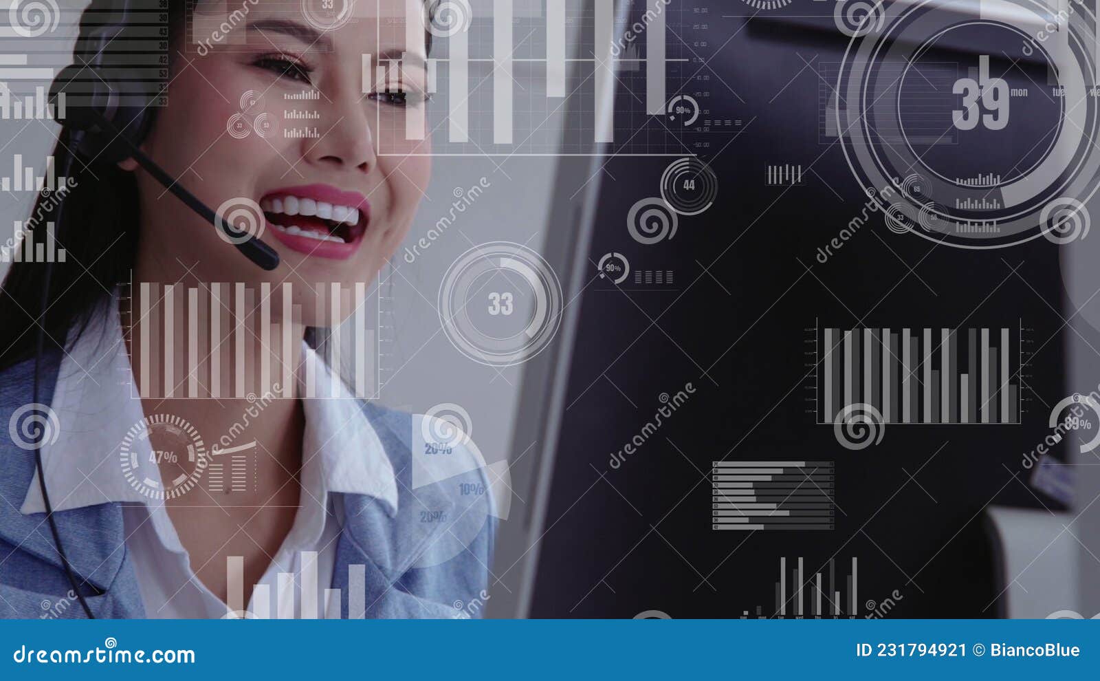 Customer Support Call Center Provide Data in Conceptual Vision Stock ...