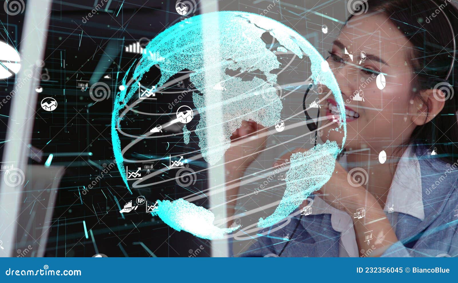 Customer Support Call Center Provide Data in Conceptual Vision Stock ...