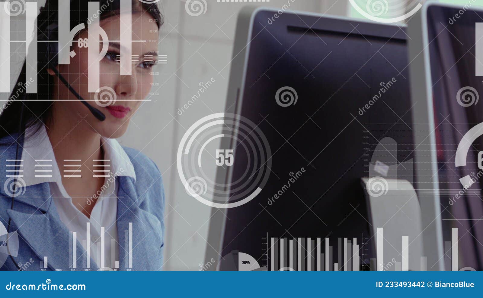 Customer Support Call Center Provide Data in Conceptual Vision Stock ...