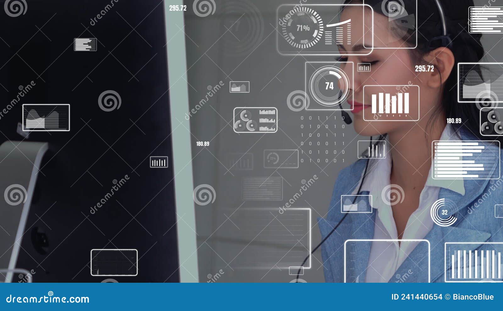 Customer Support Call Center Provide Data in Conceptual Vision Stock ...