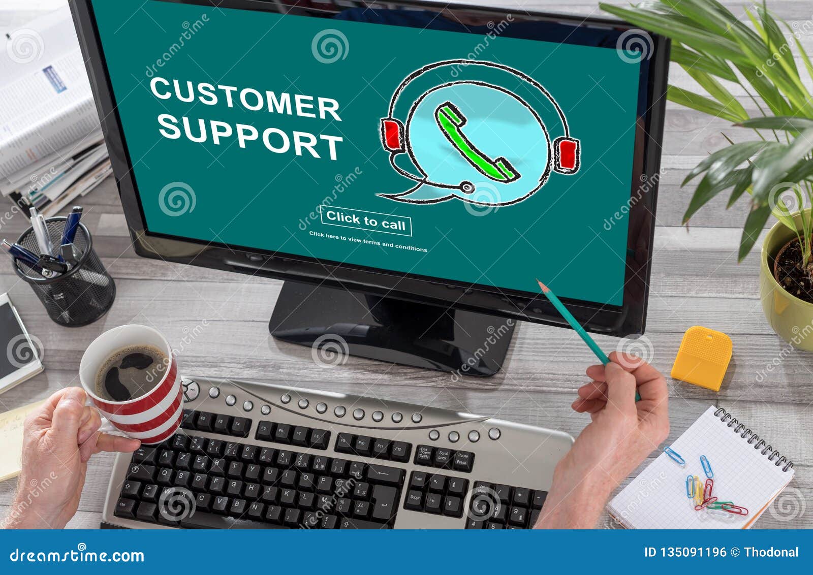 Customer Support Concept on a Computer Stock Photo - Image of support ...
