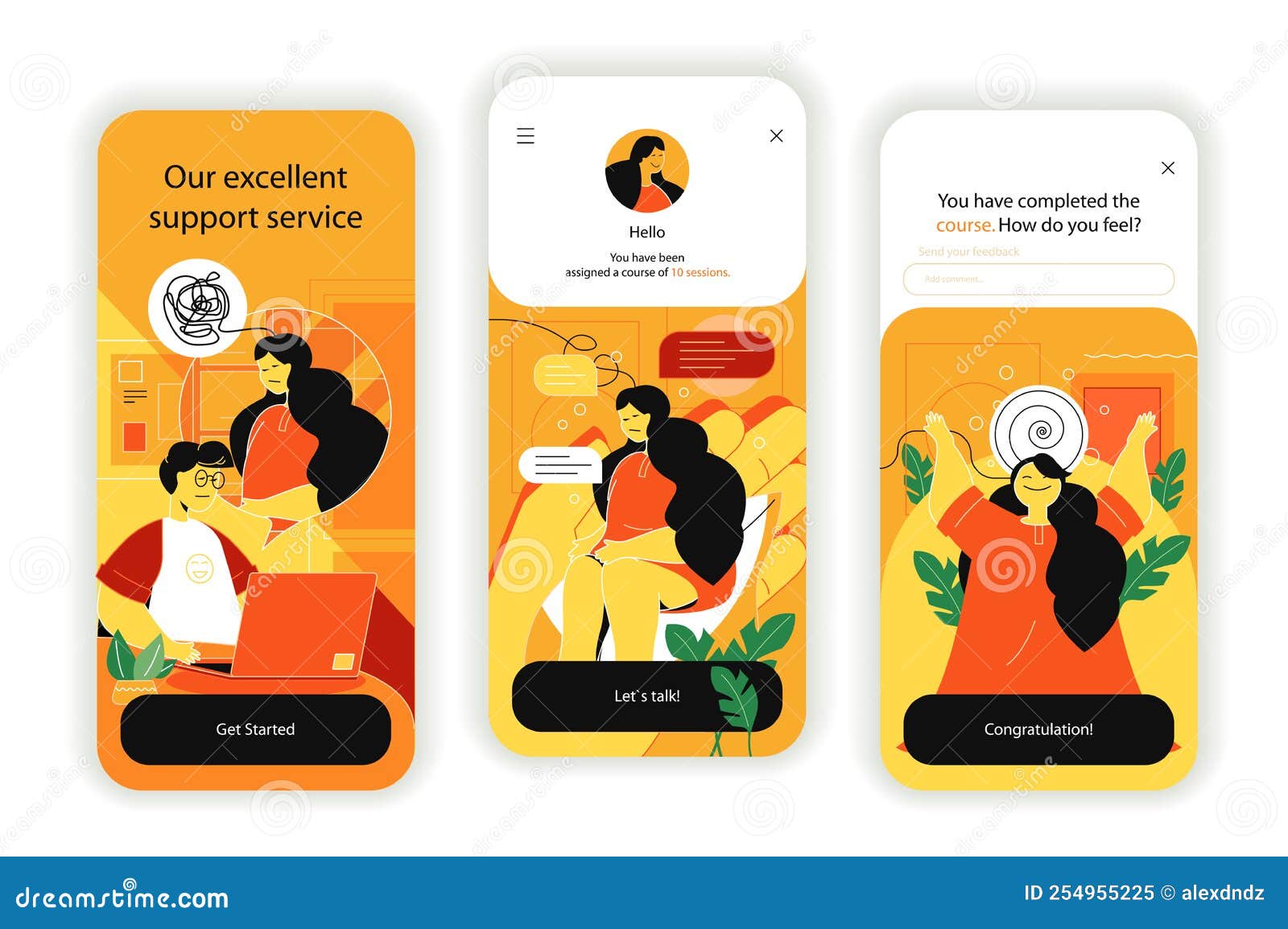 Customer Support Concept Onboarding Screens. UI, UX, GUI User Interface ...