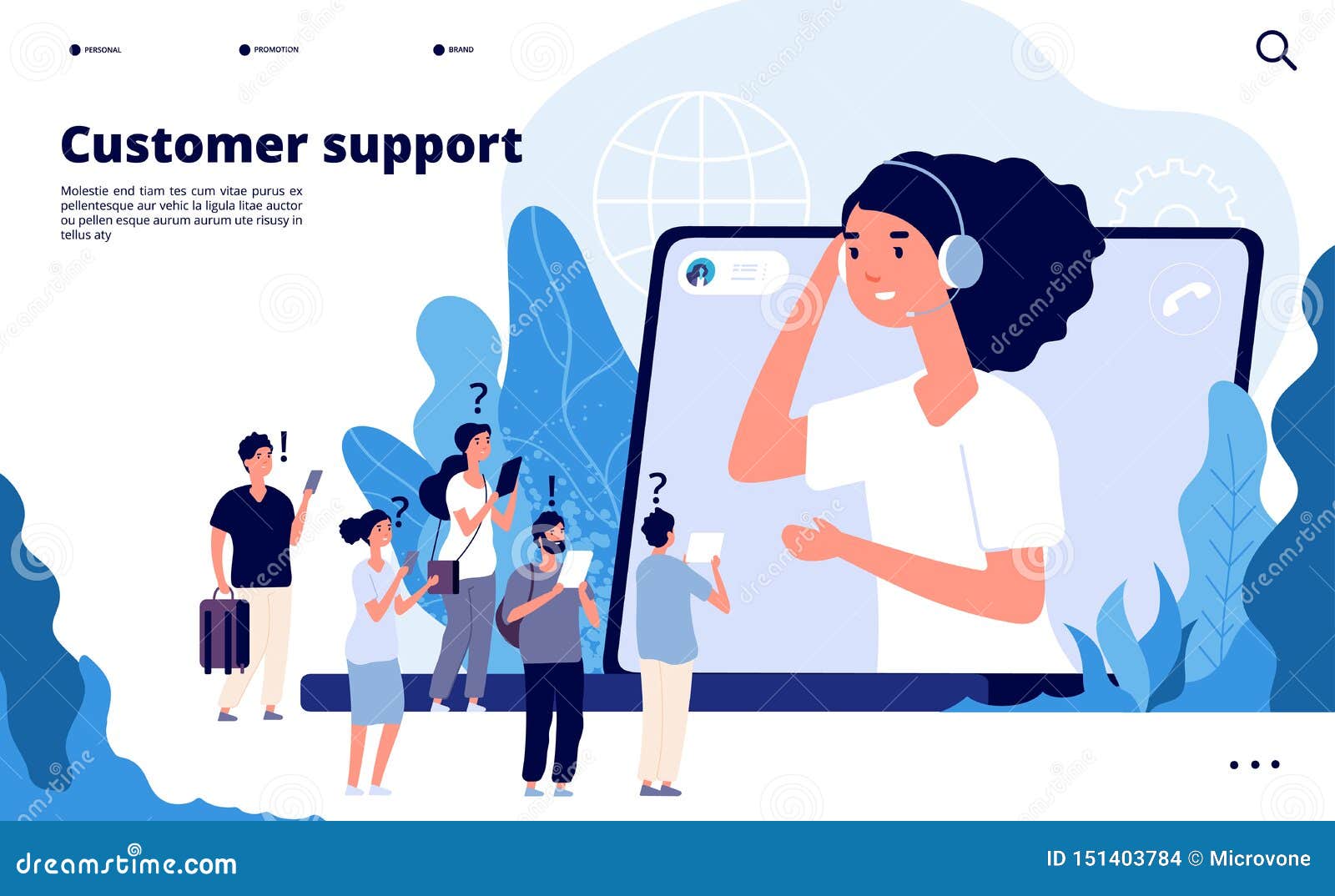 Customer Support Concept. Professionals Help Client with Smartphone ...