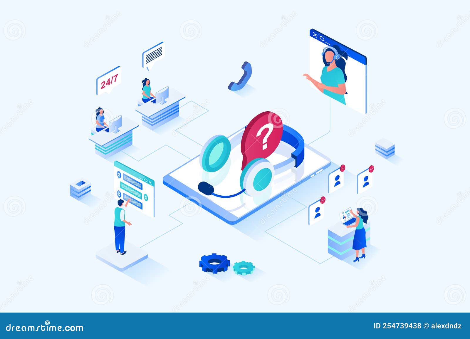 Customer Support 3d Isometric Web Design. Vector Web Illustration Stock ...