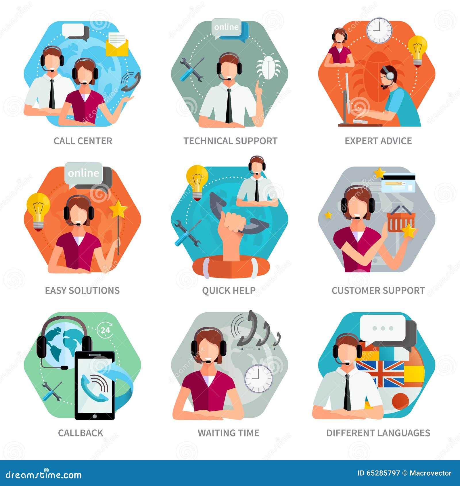 Customer Support Emblems stock vector. Illustration of customer - 65285797