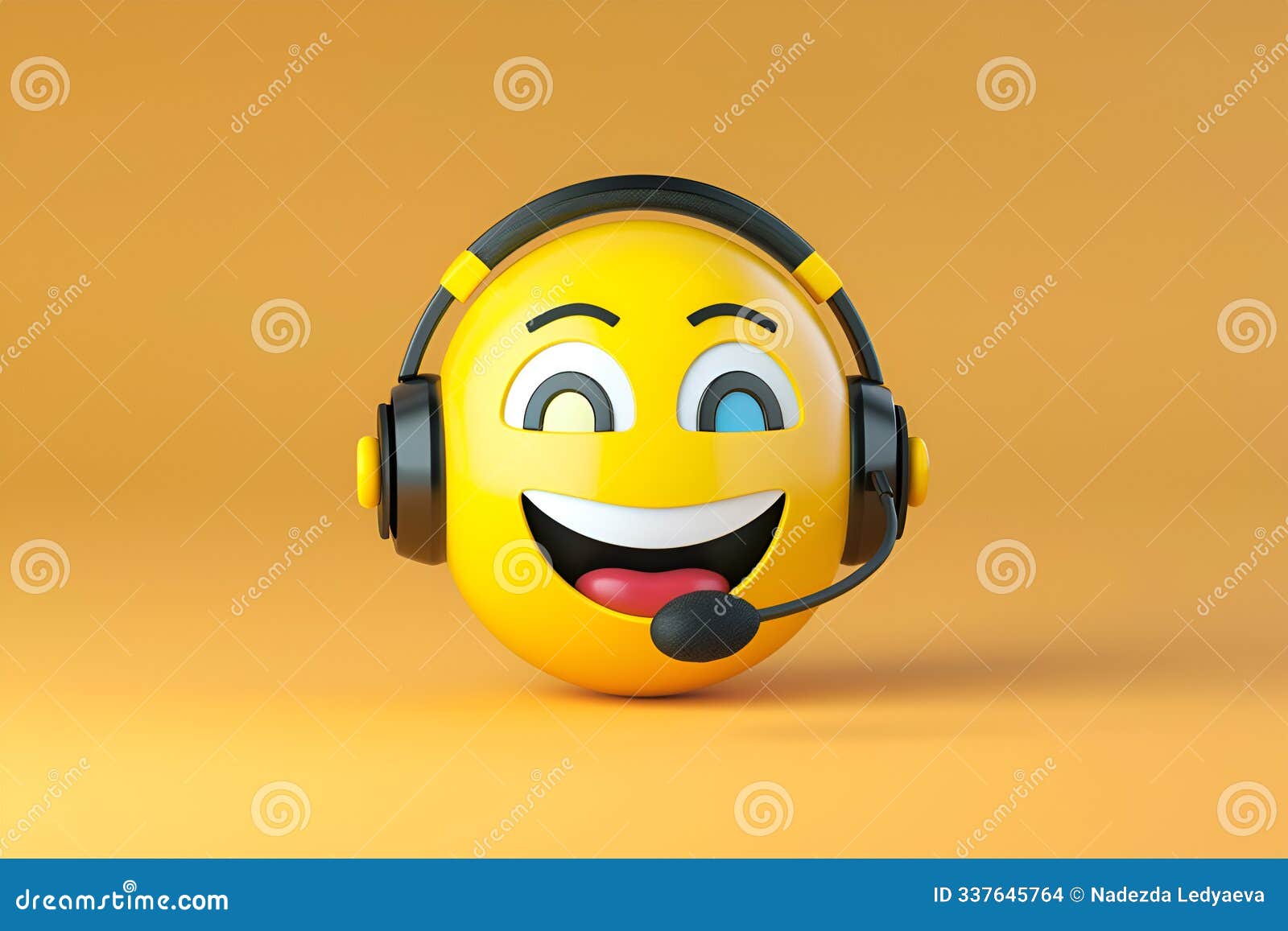 Customer Support Emoji Emoticon with Headset Stock Illustration ...
