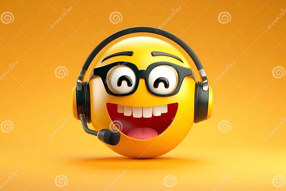 Customer Support Emoji Emoticon with Headset Stock Image - Image of ...