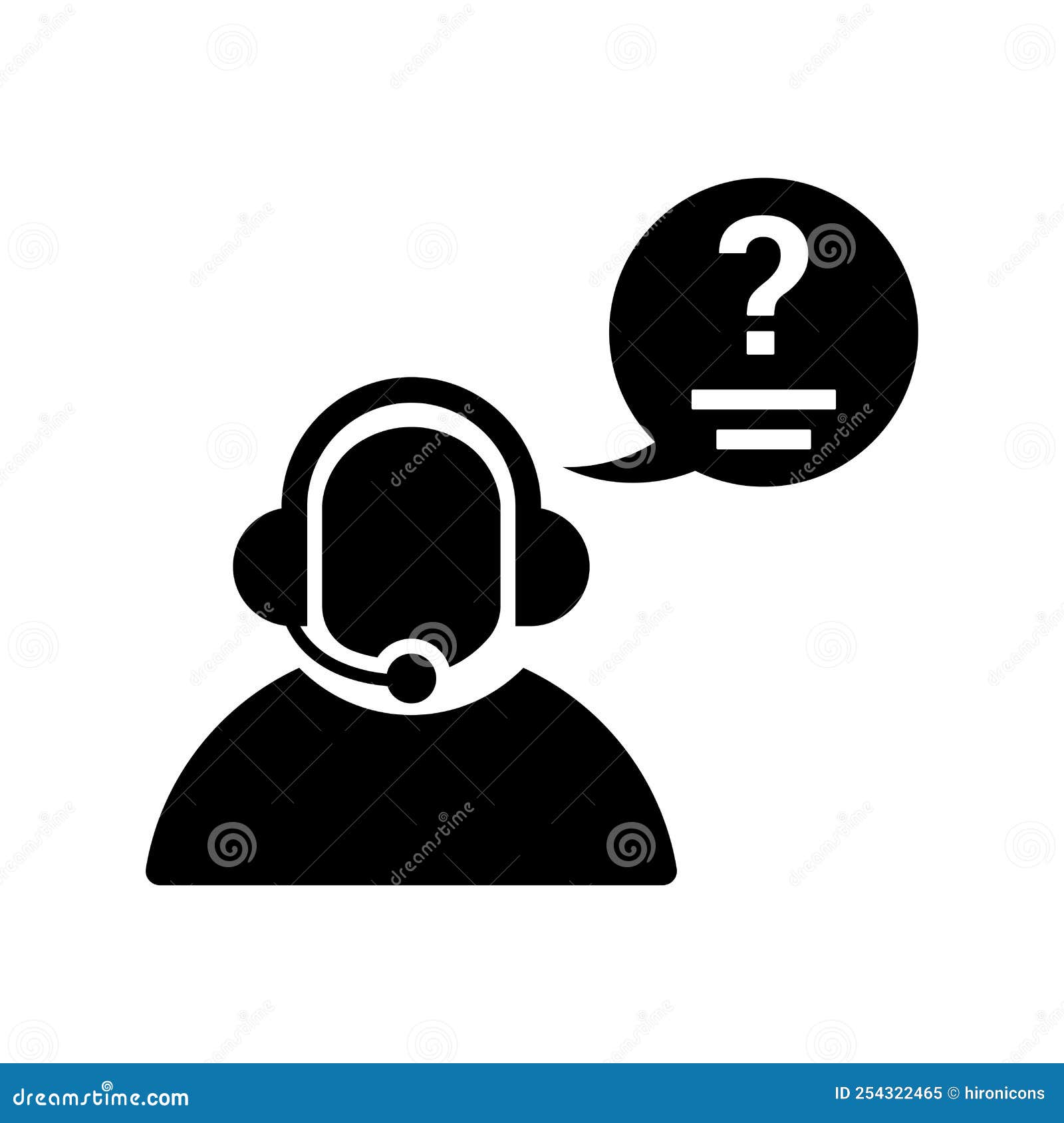 Customer Support, Enquiry Icon . Black Vector Graphics Stock ...