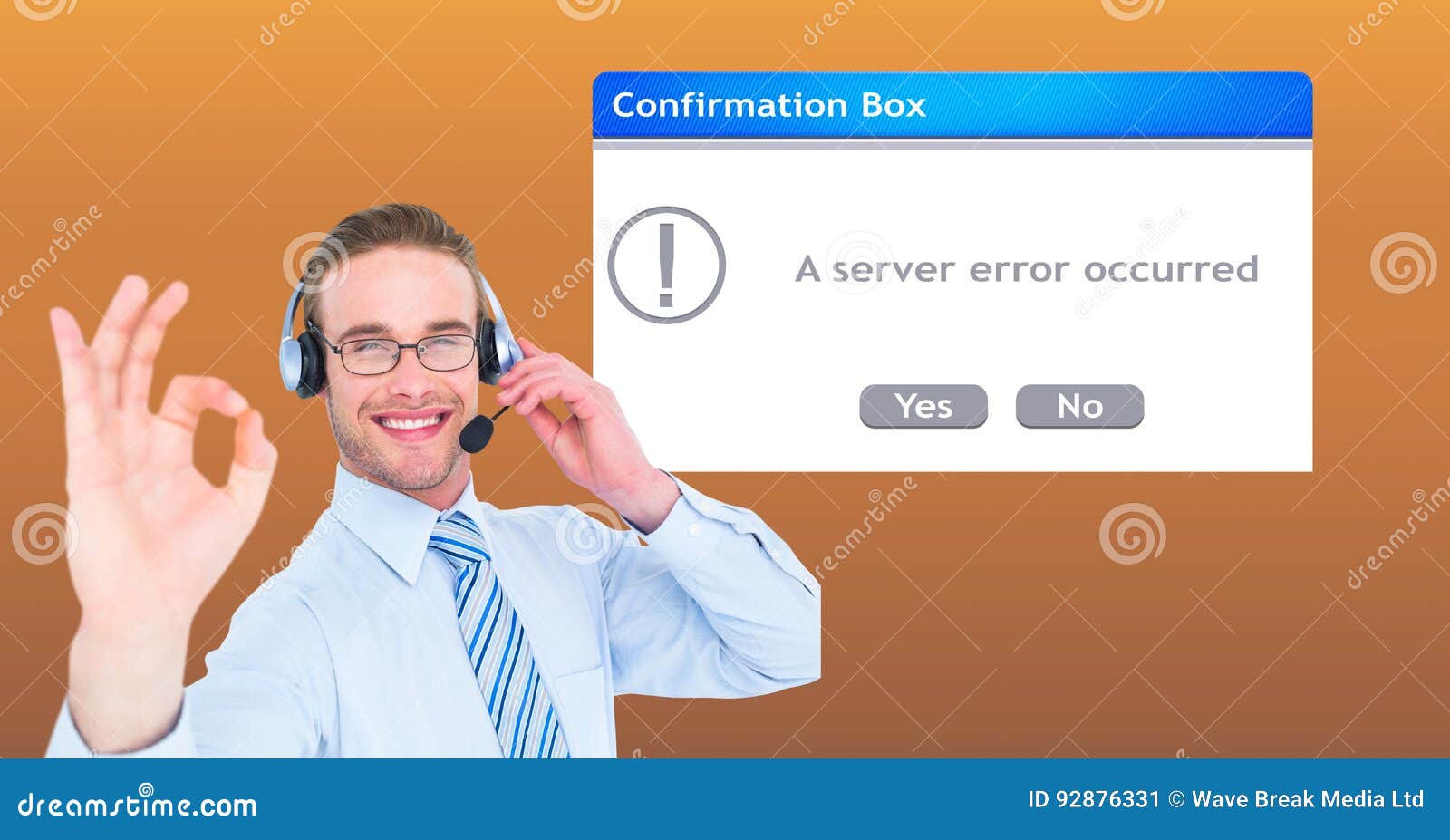 Customer Support Executive Showing OK Sign Against Dialog Box Stock ...
