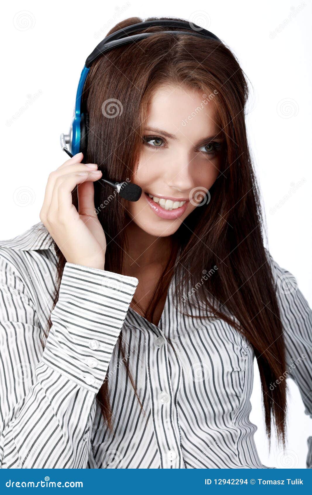 Customer Support girl stock photo. Image of microphone - 12942294