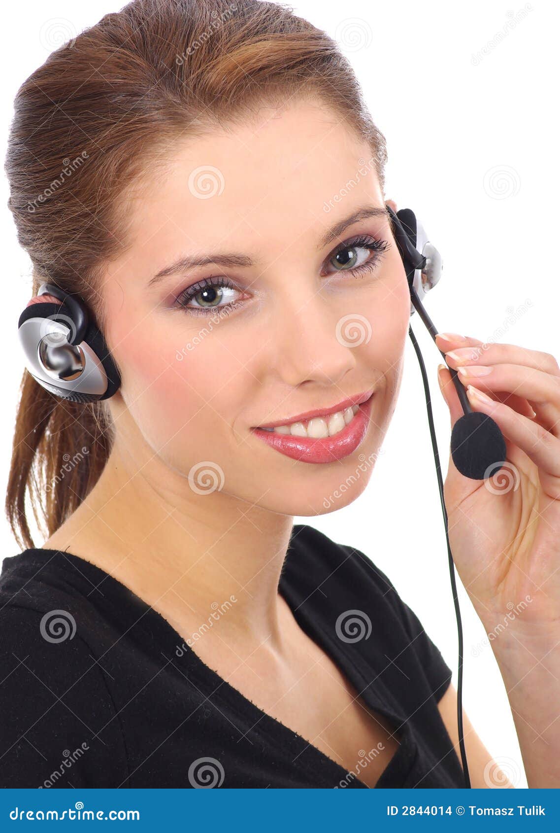 Customer support girl stock photo. Image of microphone - 2844014