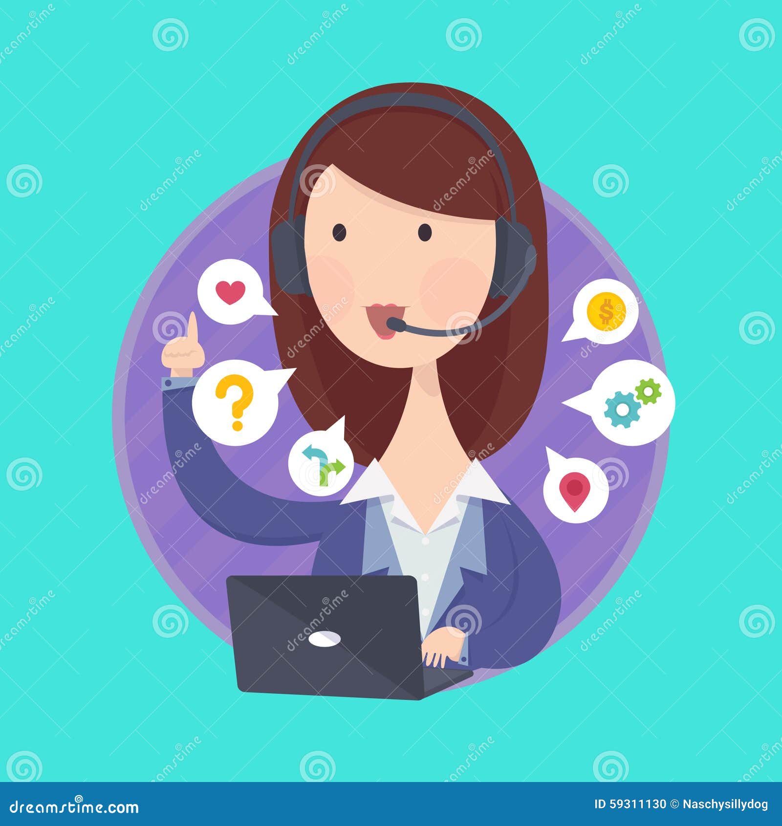 Customer Support Help Desk Woman Operator Service. Stock Vector ...