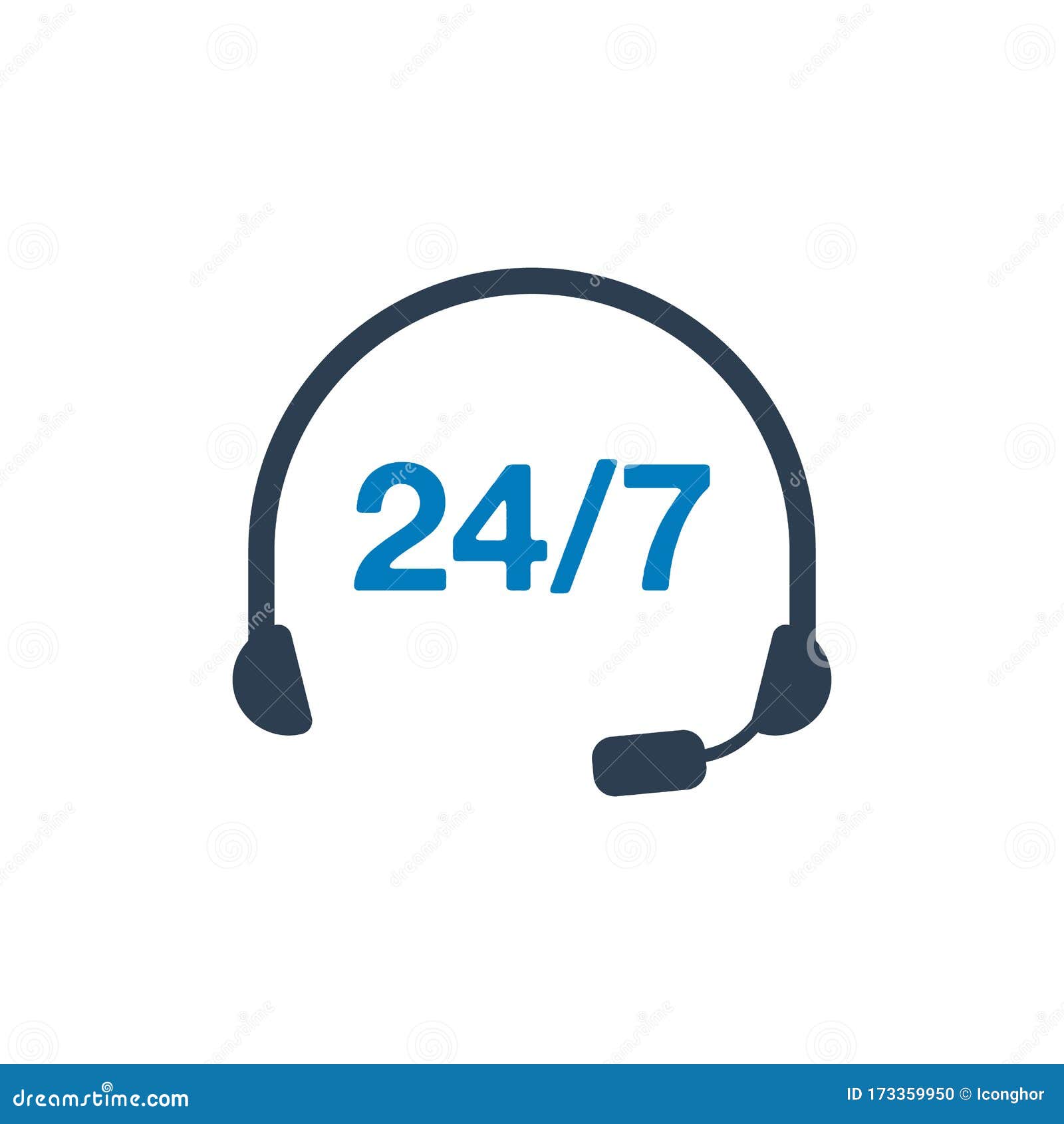 24/7 Customer Support, Help Icon. Stock Vector - Illustration of days ...