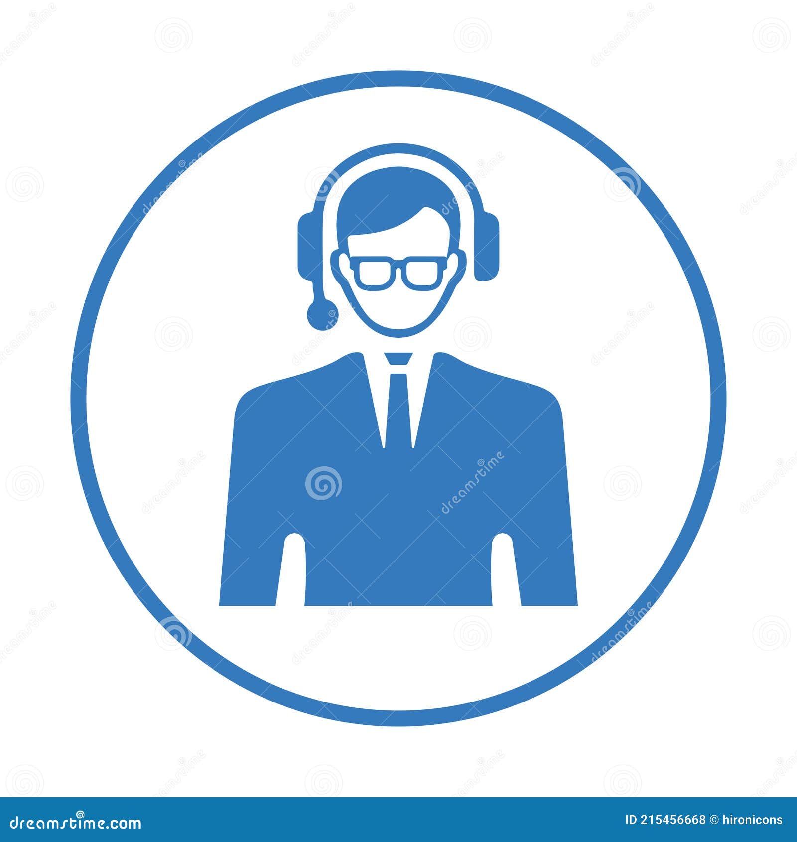 Customer Support, Helpline Operator Icon. Blue Color Vector Stock ...
