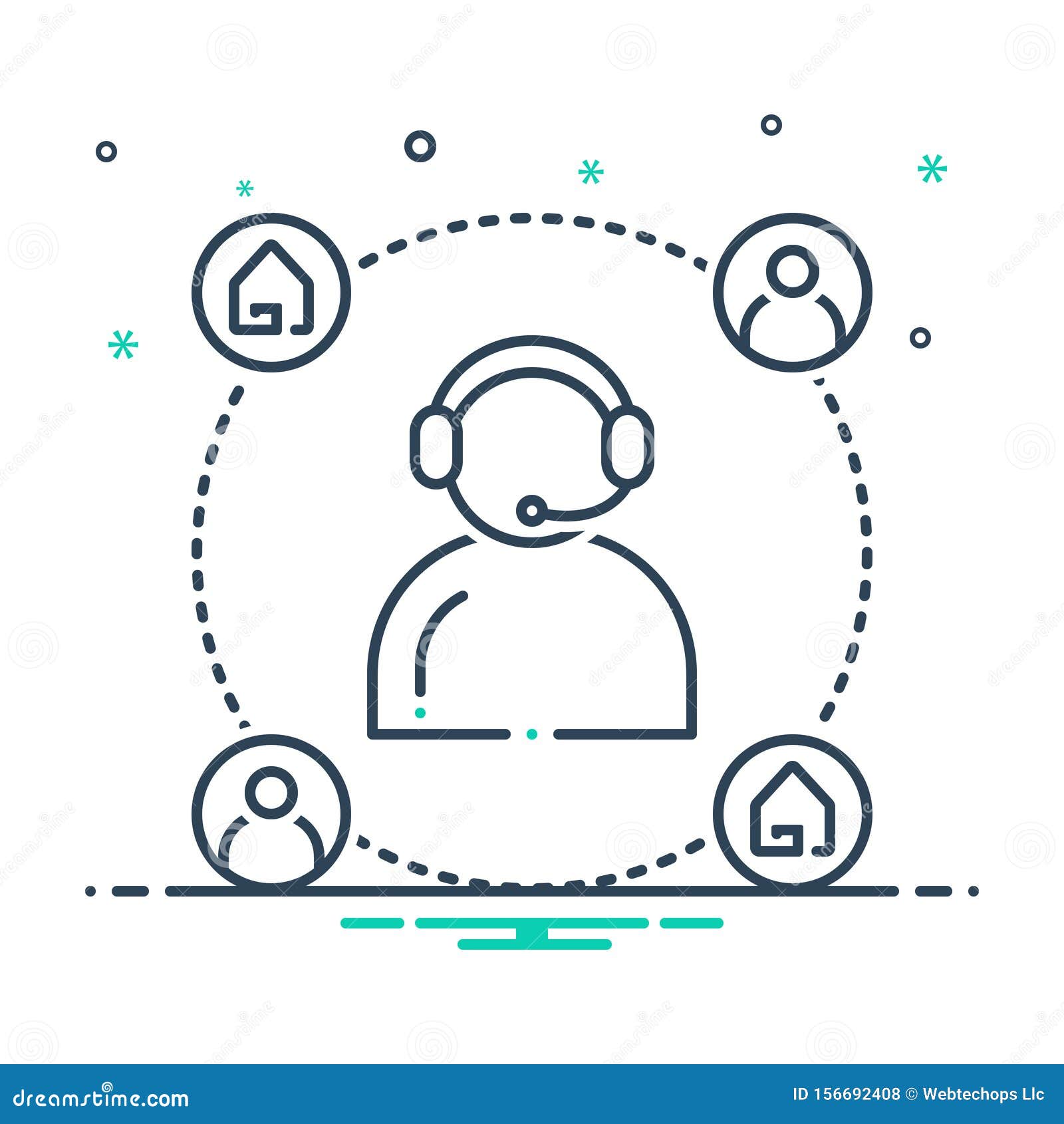 Black Mix Icon for Customer Support, Helpline and Callcenter Stock ...