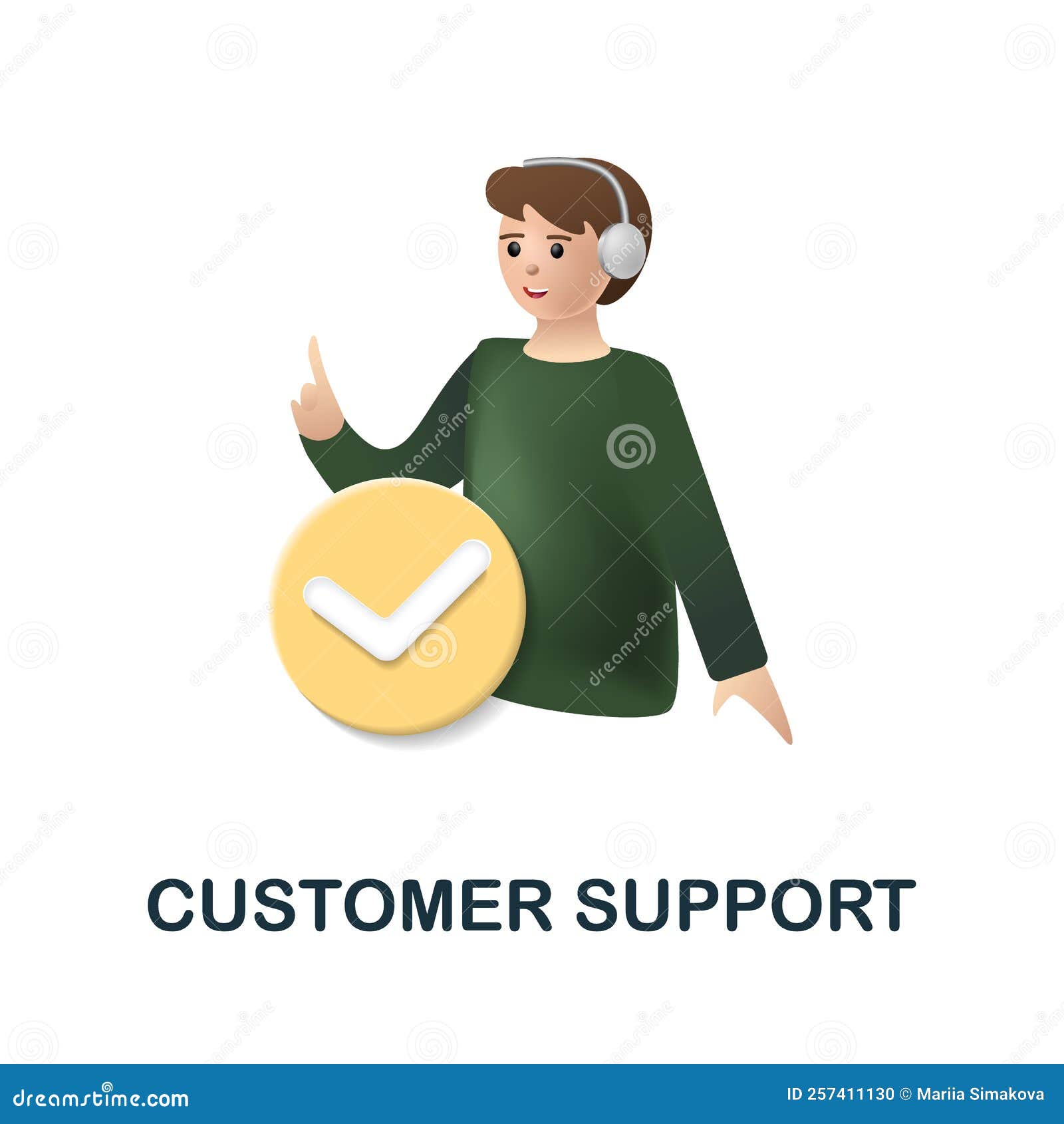 Customer Support Icon. 3d Illustration from Customer Relationship ...