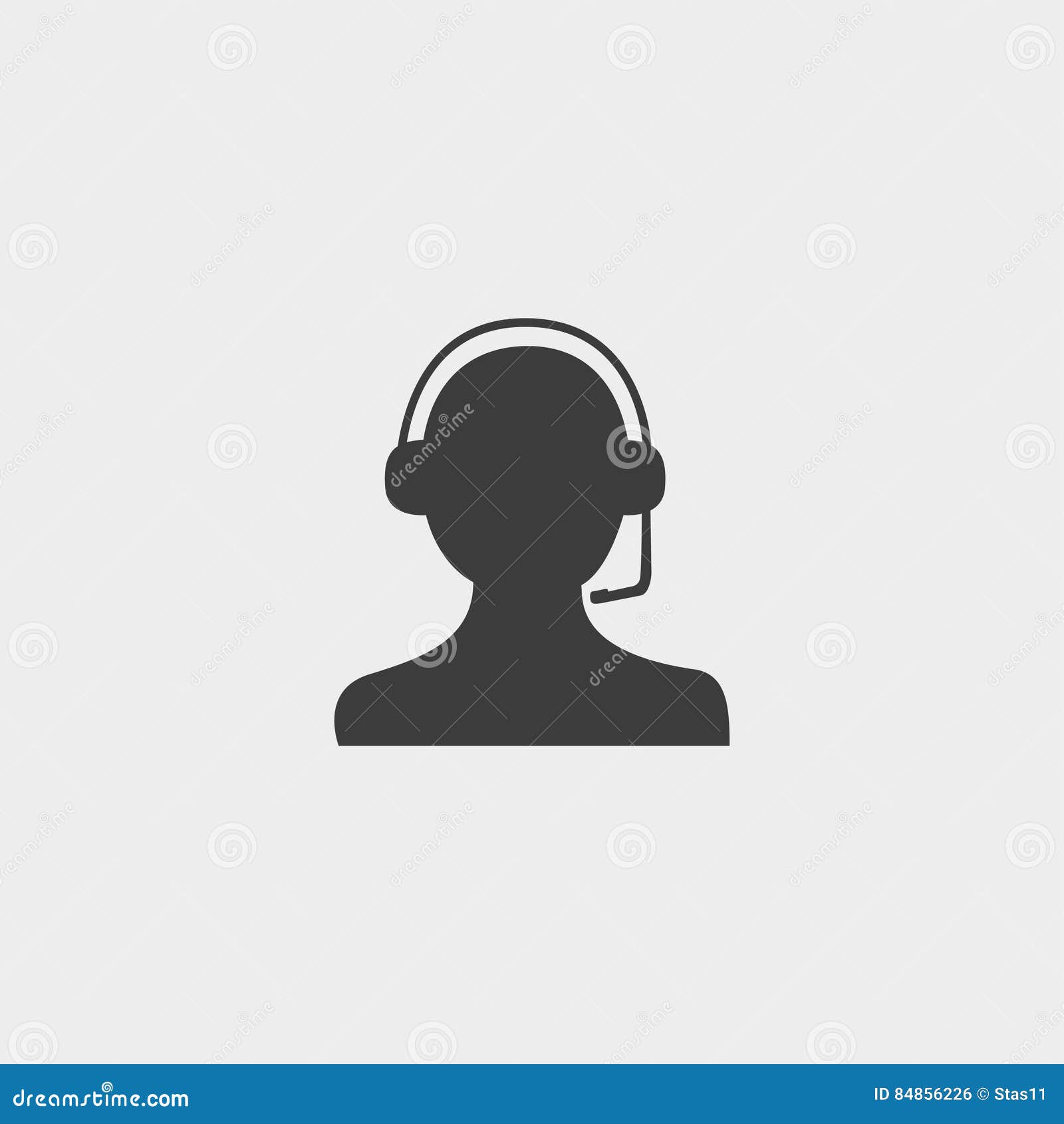 Customer Support Icon in a Flat Design in Black Color. Vector ...
