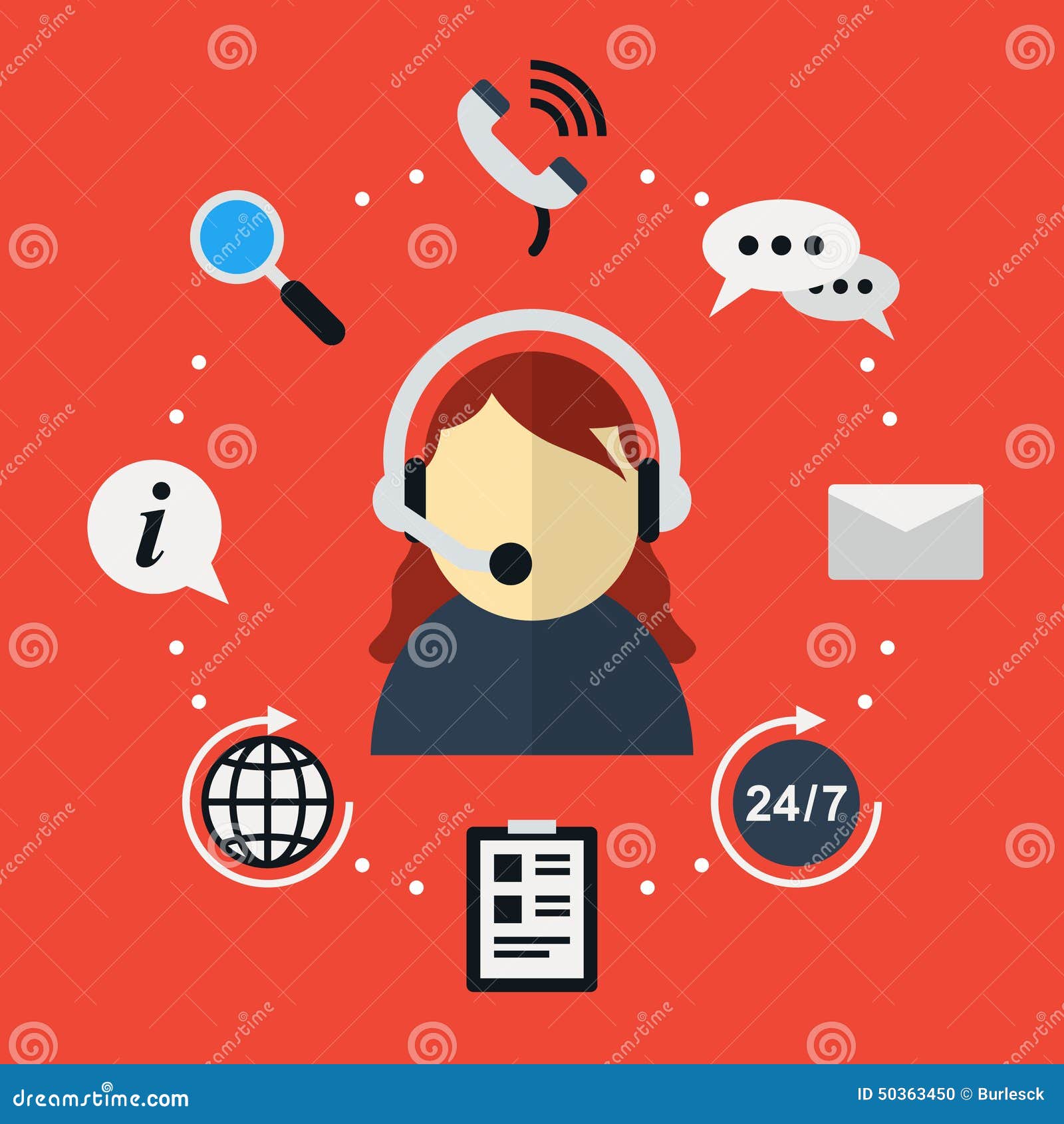 Customer Support Icon in Flat Style Stock Vector - Illustration of ...