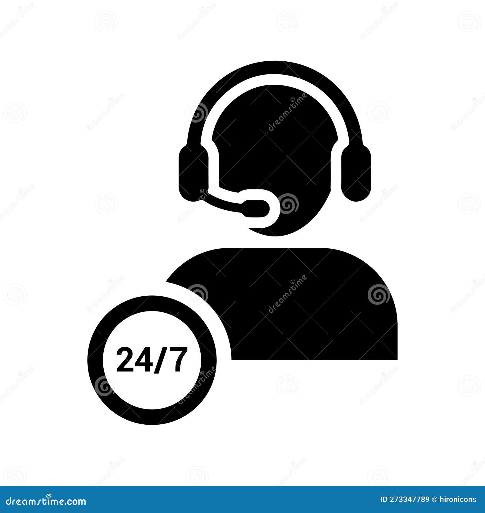 Customer Support, 24 7 Icon Stock Illustration - Illustration of phone ...
