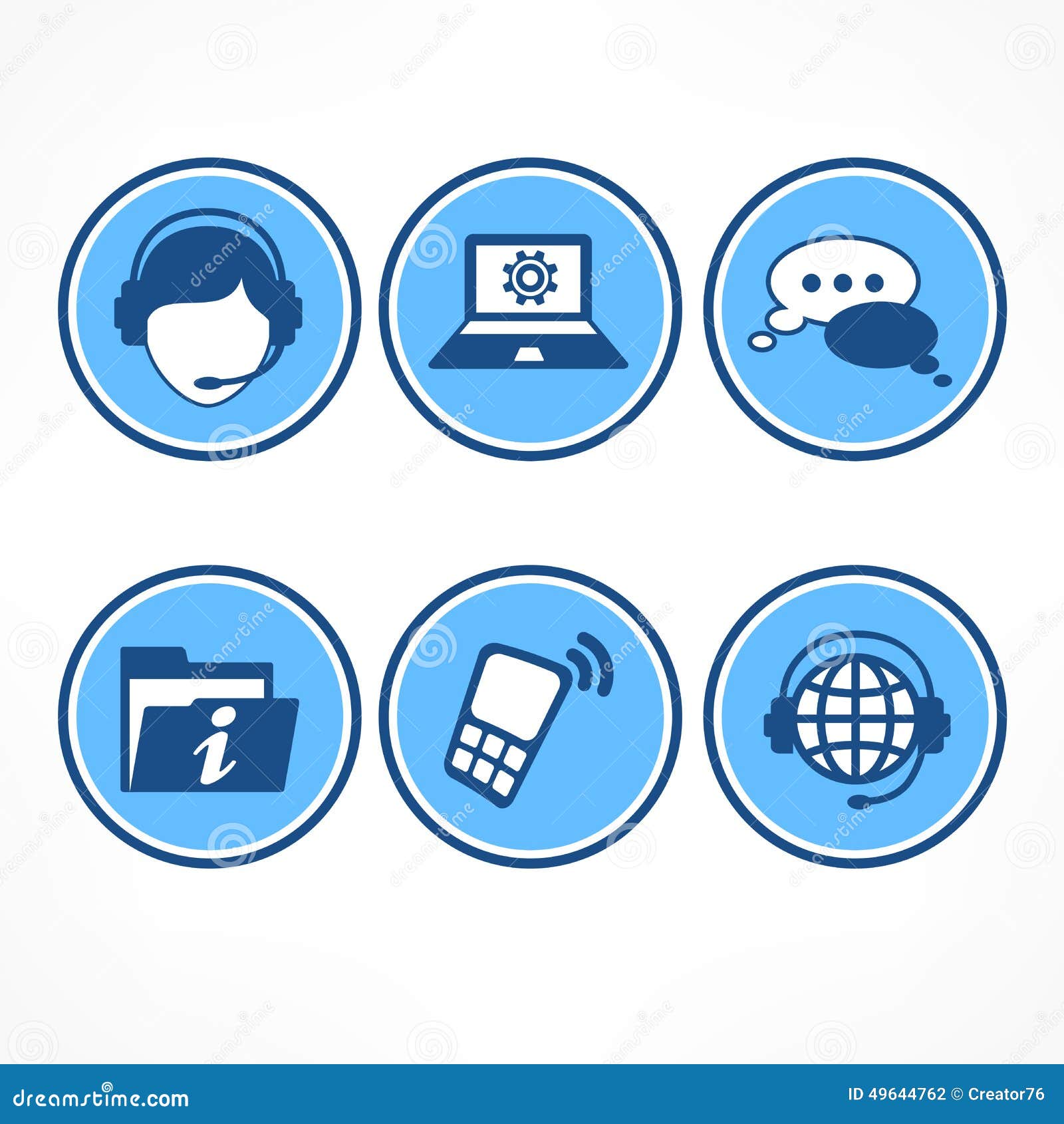Customer Support Icons in Blue Stock Vector - Illustration of service ...