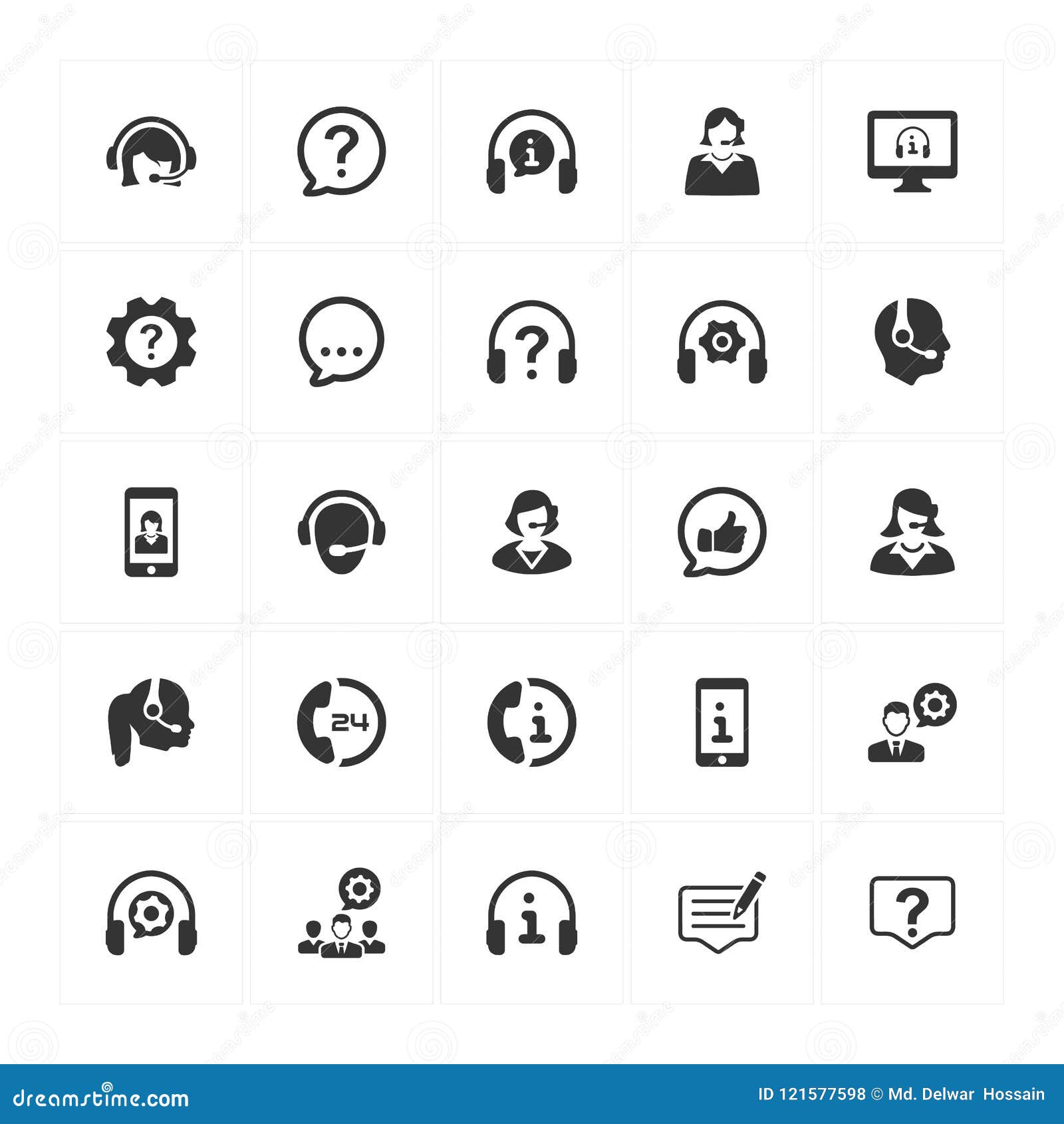 Customer Support Icons - Gray Version Stock Vector - Illustration of ...