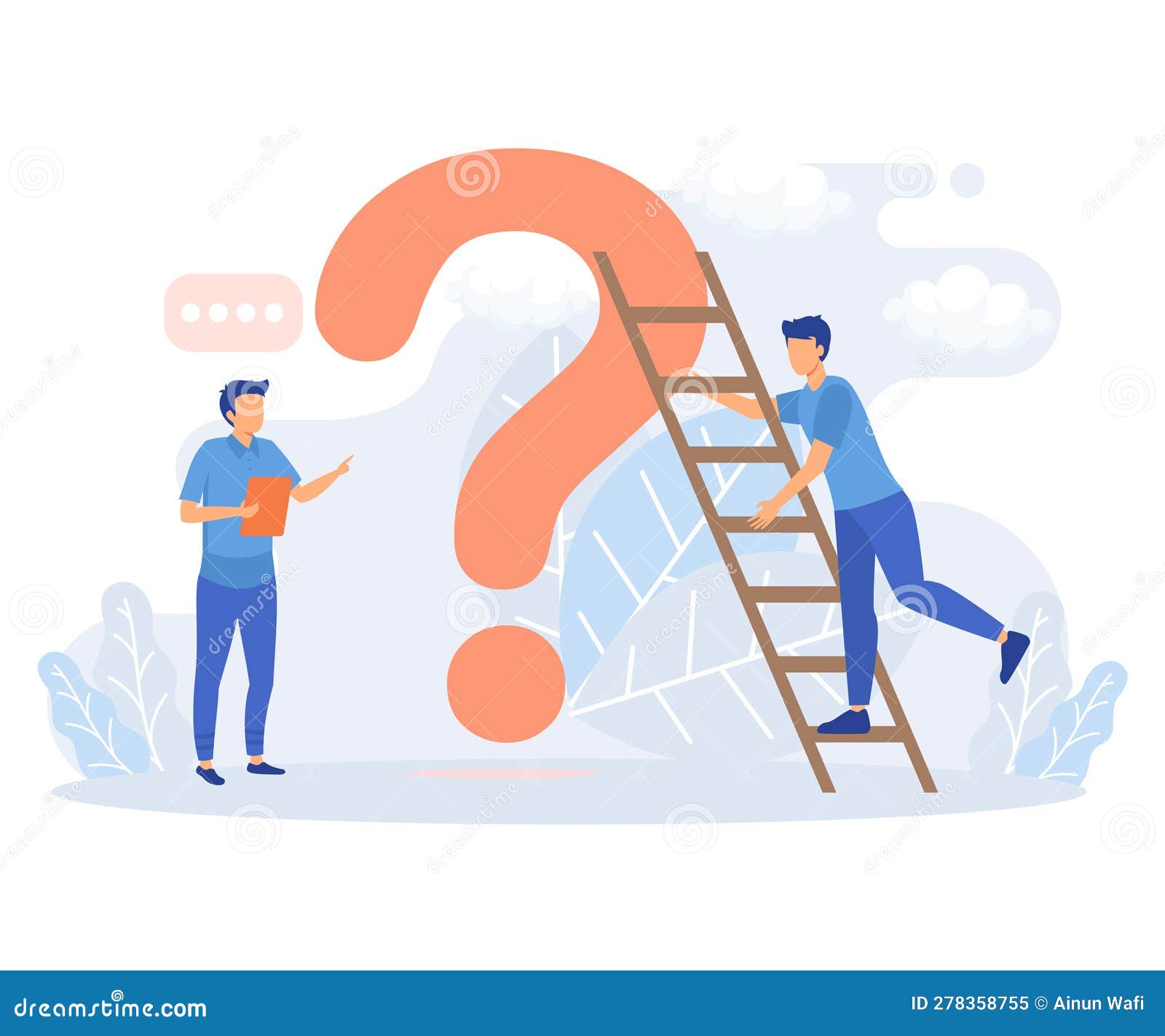 Customer Support Illustration Set. Characters Asking a Questions ...