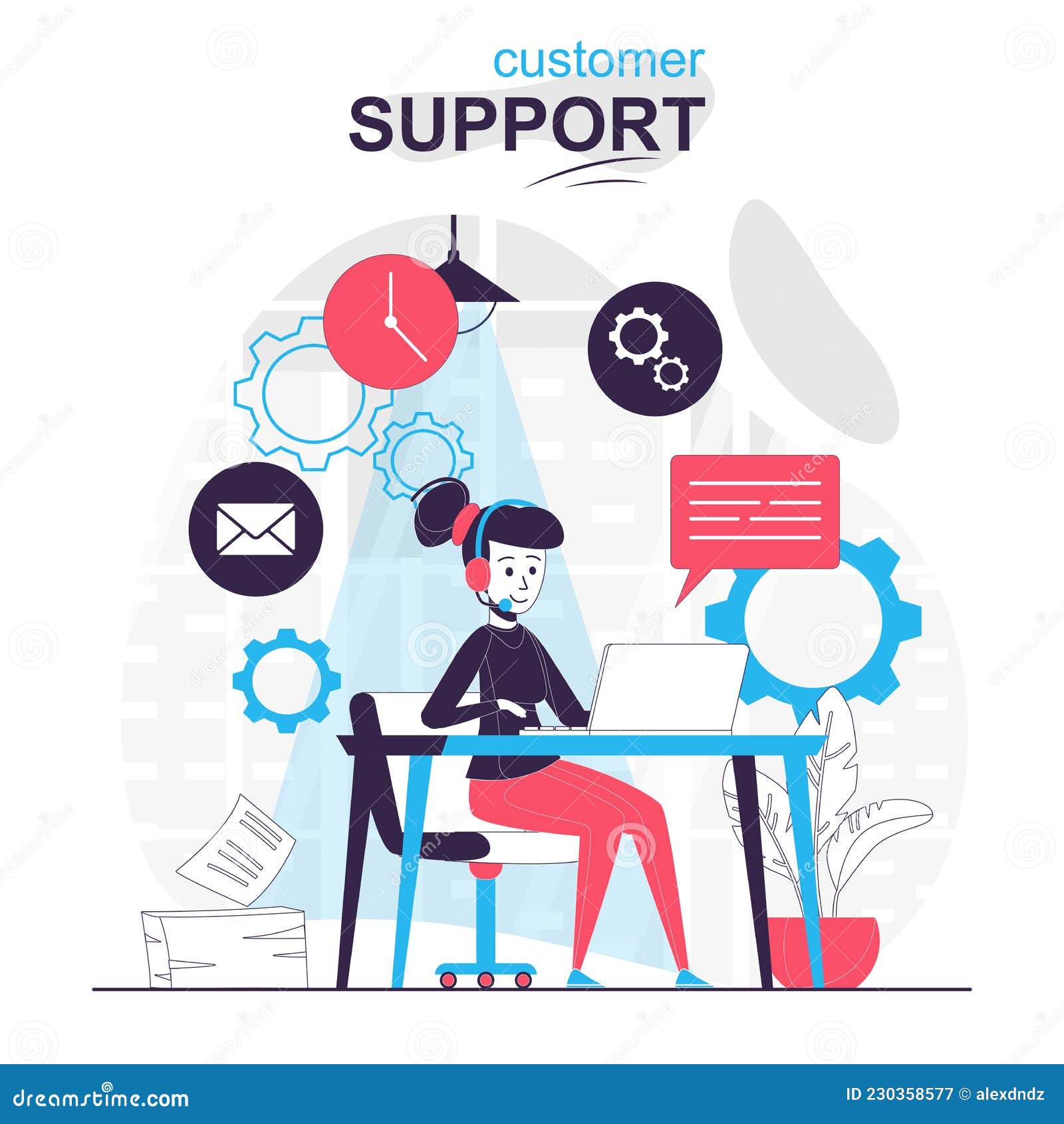 Customer Support Isolated Cartoon Concept. Stock Vector - Illustration ...
