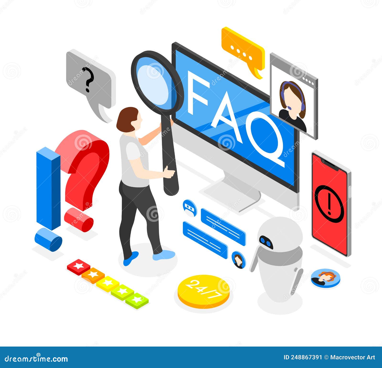 Customer Support Isometric Composition Stock Vector - Illustration of ...