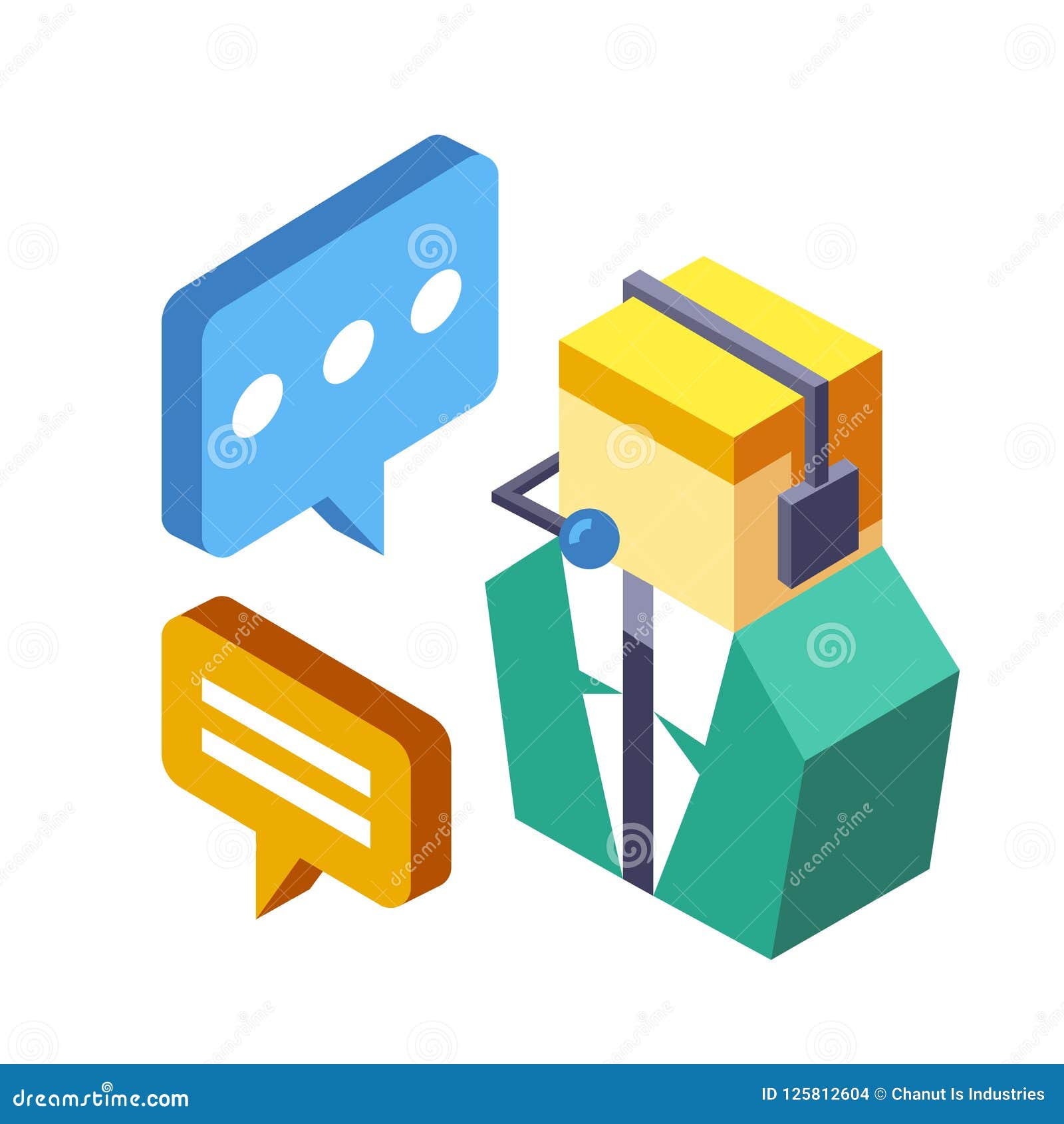 Customer Support Isometric Illustration Stock Vector - Illustration of ...