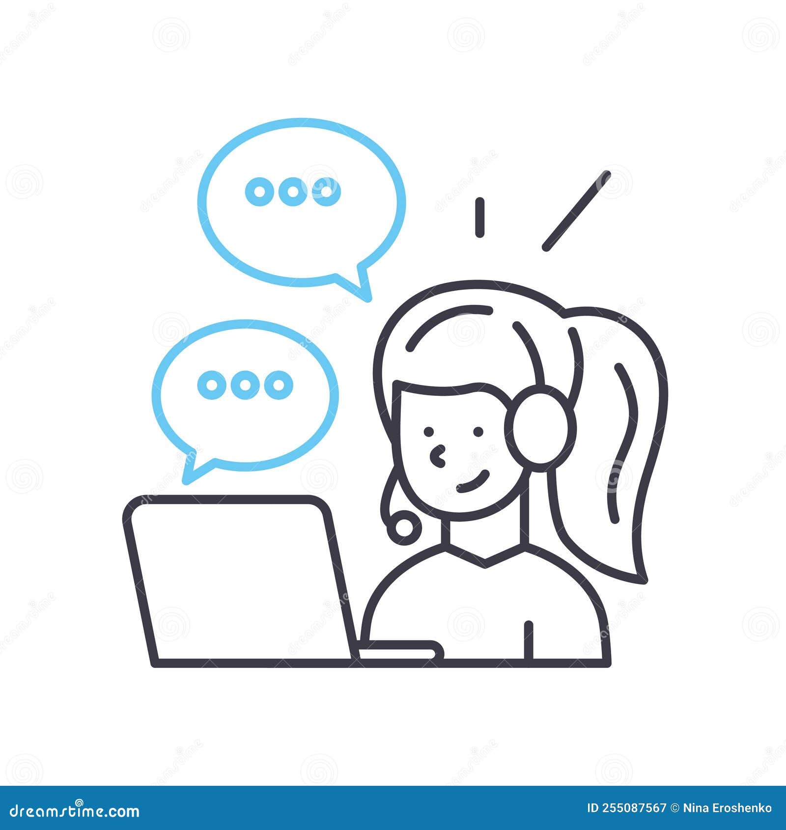 Customer Support Line Icon, Outline Symbol, Vector Illustration ...