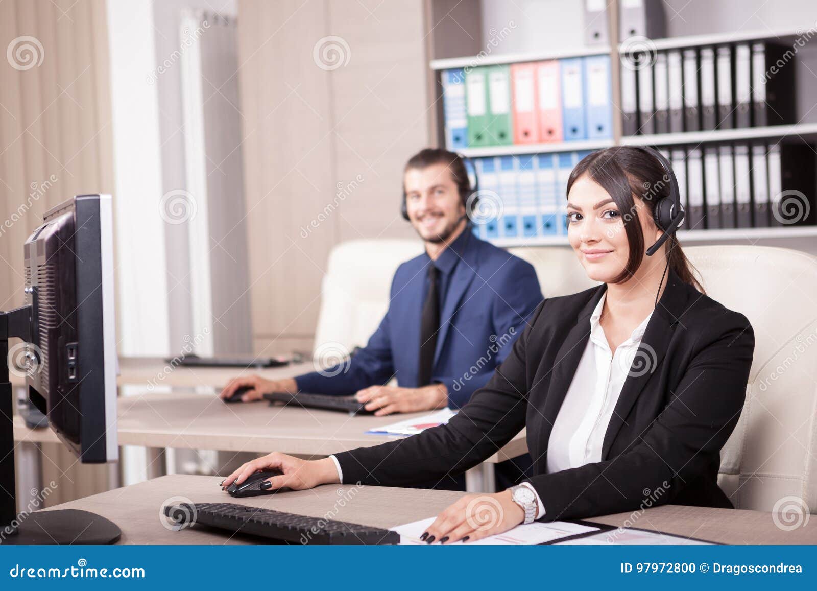 Customer Support Line Woman Worker Stock Photo - Image of communication ...