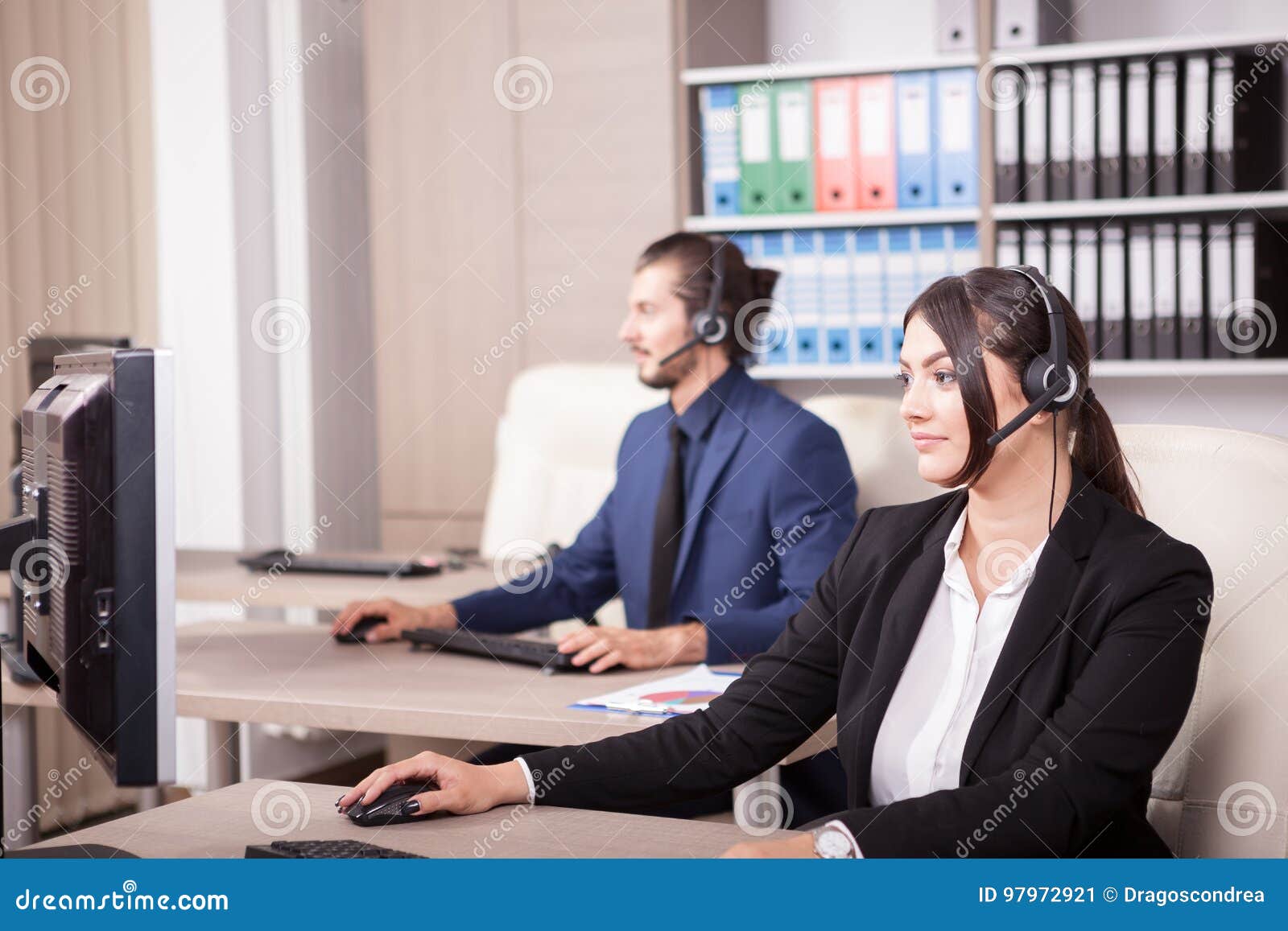 Customer Support Line Woman Worker Stock Image - Image of operator ...