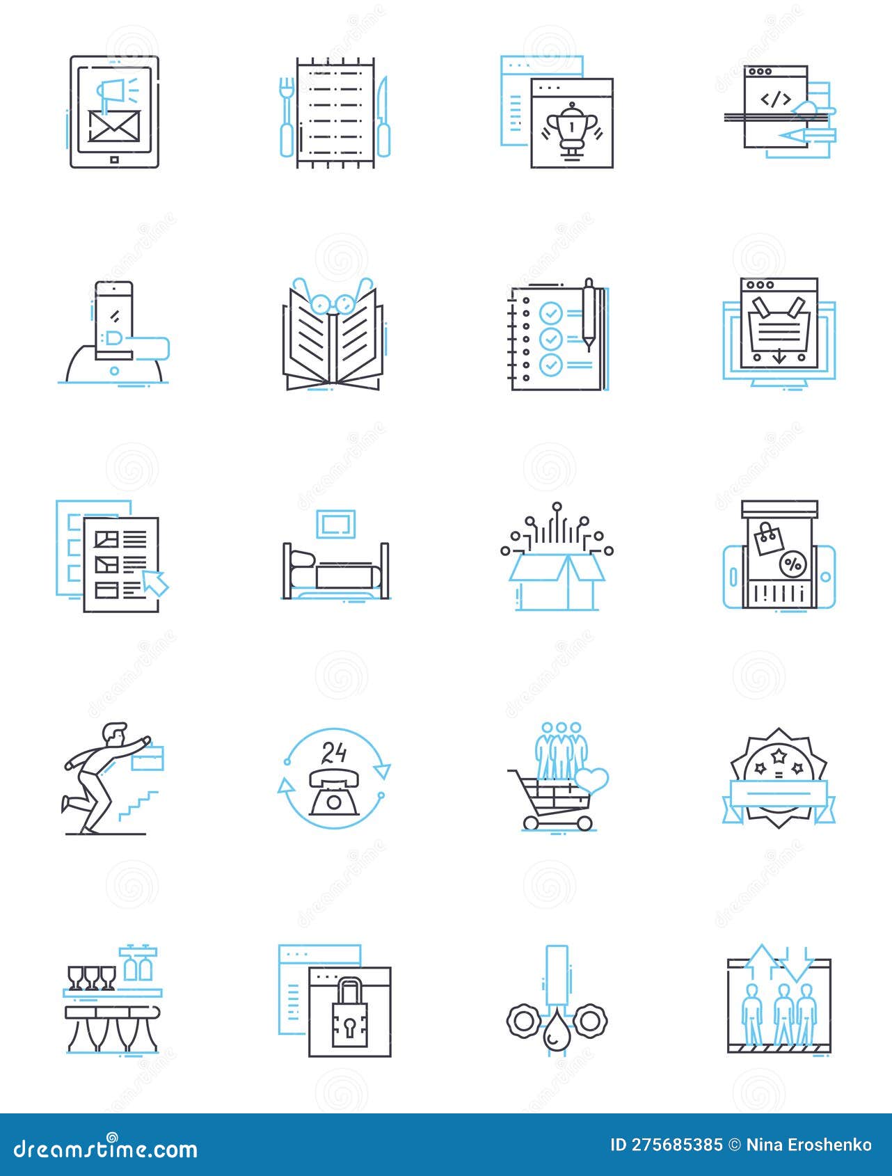 Customer Support Linear Icons Set. Empathy, Resolution, Patience ...