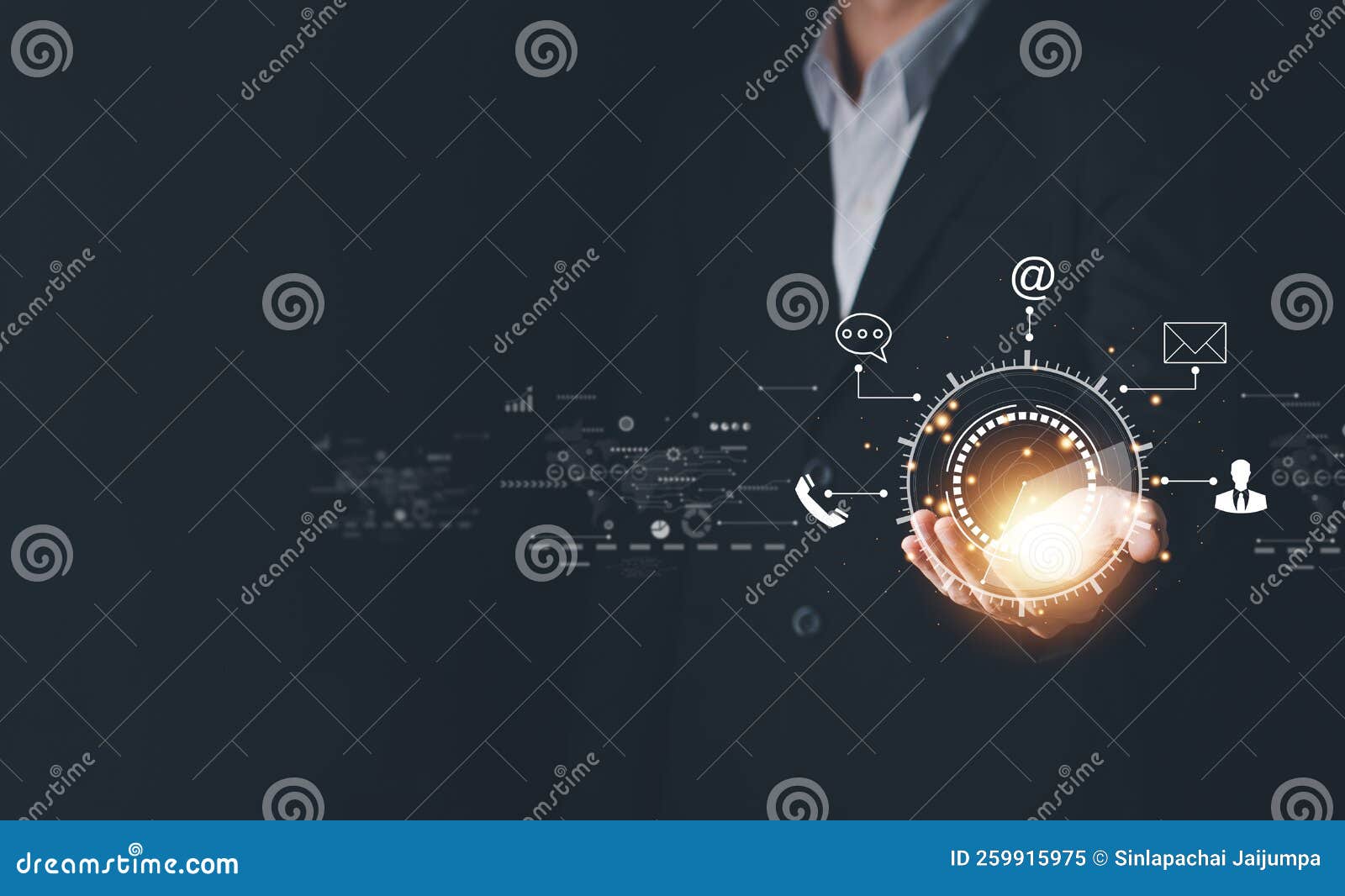 Customer Support Operator. Businessman Service Call Center on Virtual ...