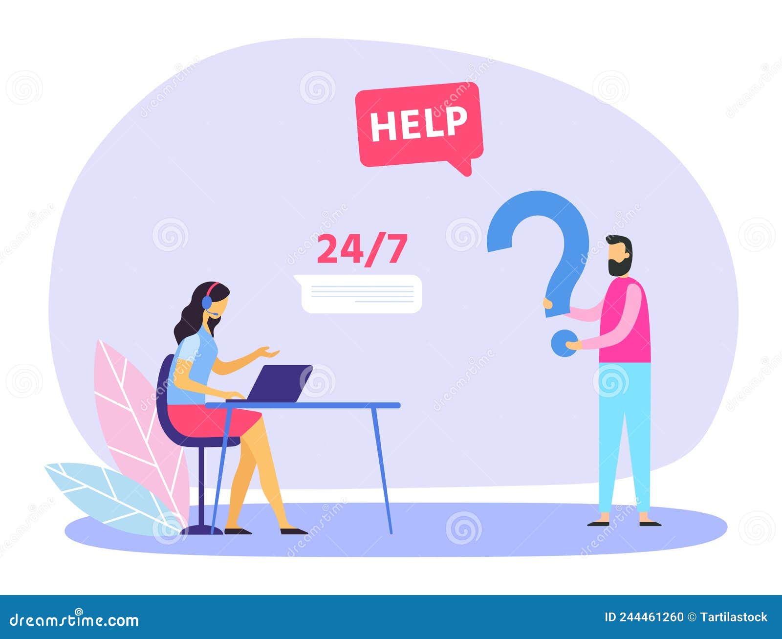 Customer Support, Operator Help and Answer To Request Stock Vector ...