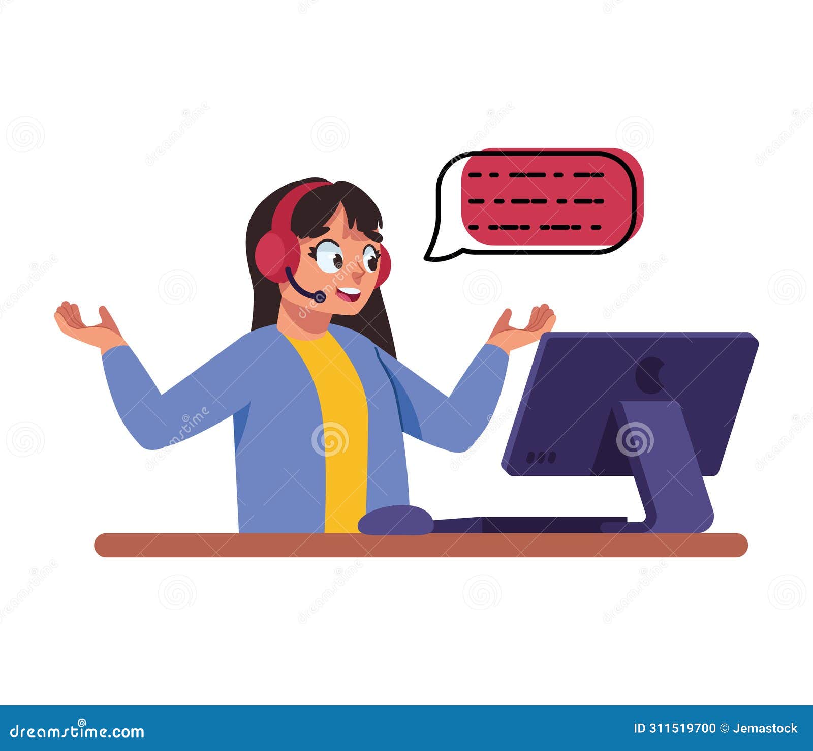 Customer support operator stock vector. Illustration of isolated - 311519700